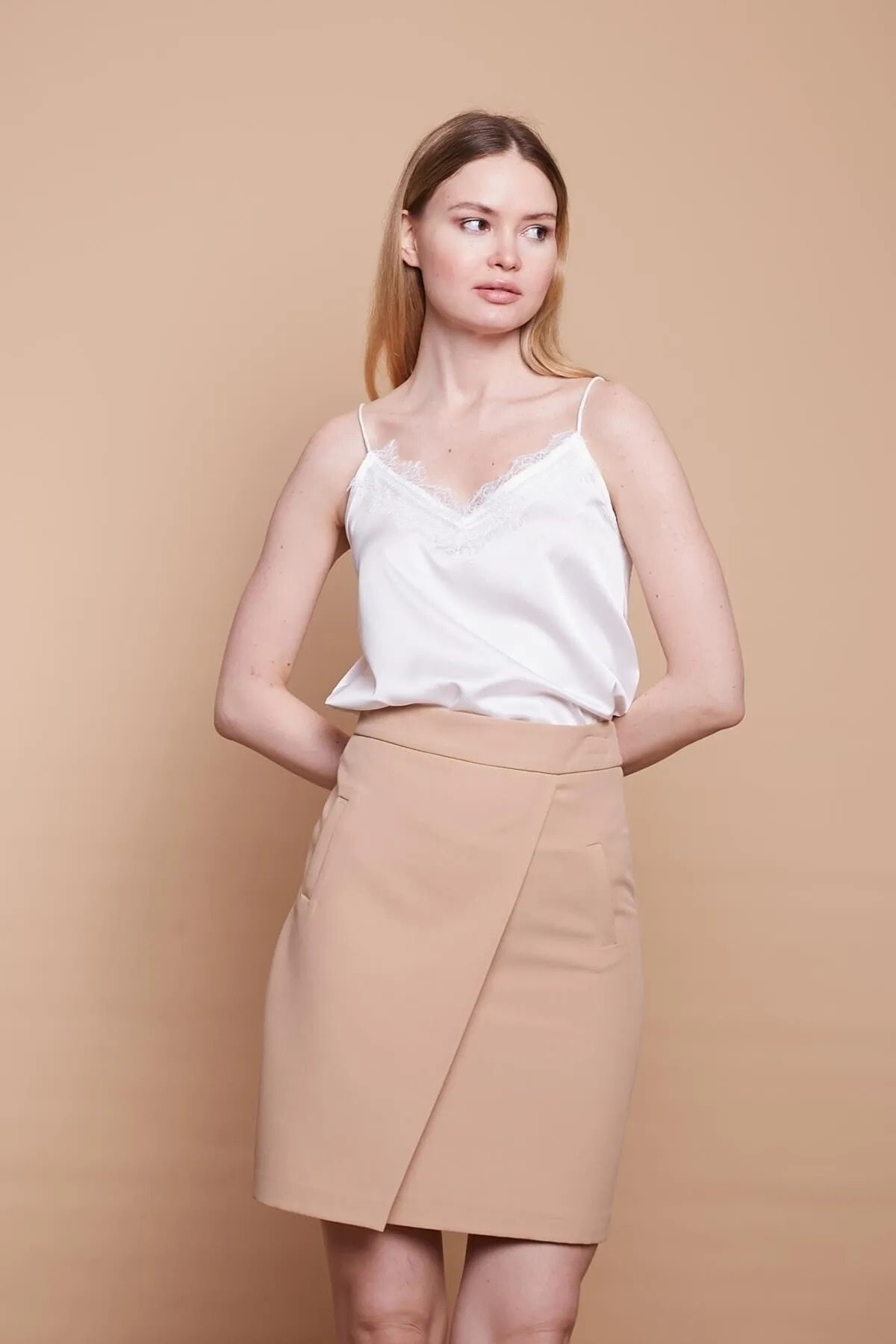 Up Shop Camel Renk Virginya Yüksek Bel Anvelop Mini Etek Fiyatı ...