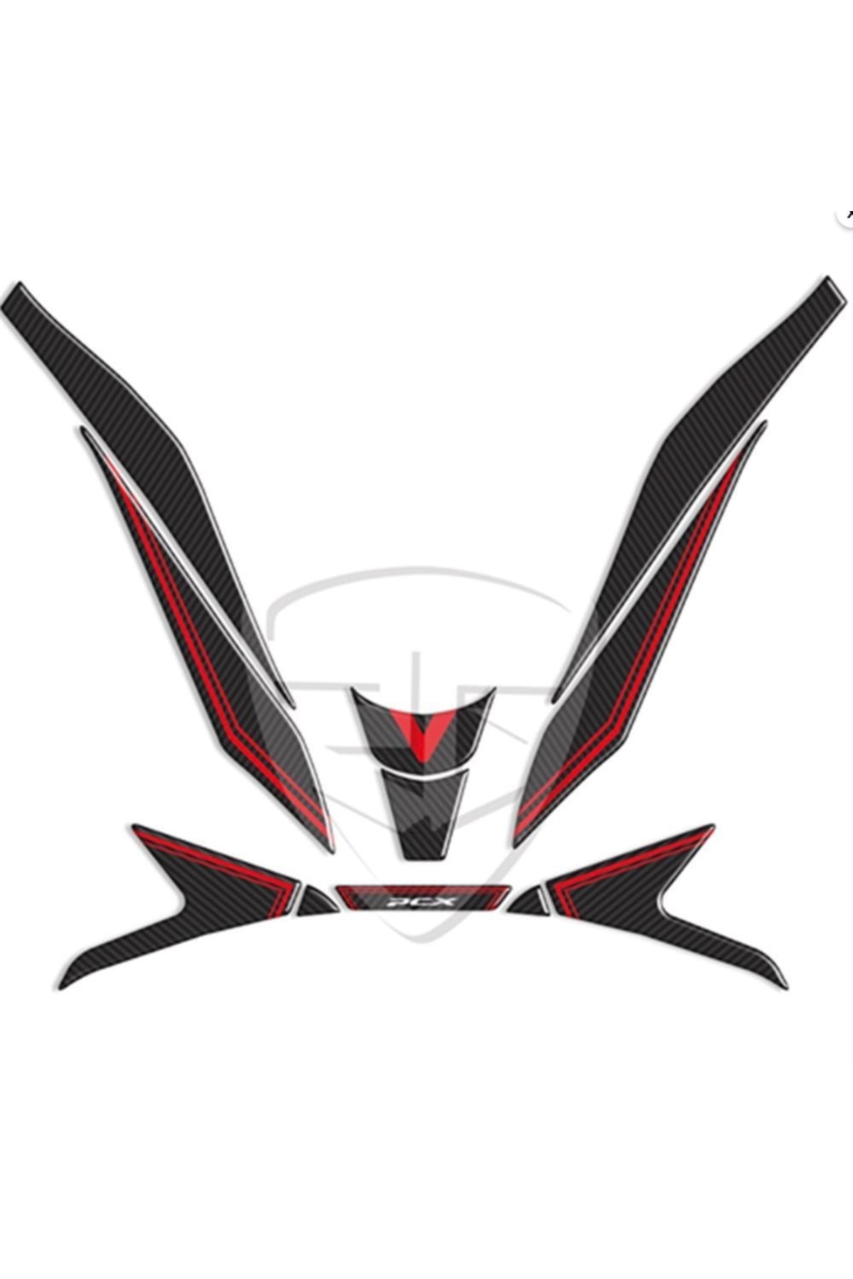 Redline Grafik Pcx 125 2021 Karbon Desen Beyaz Far Üstü Ve Bıyık Pad ...