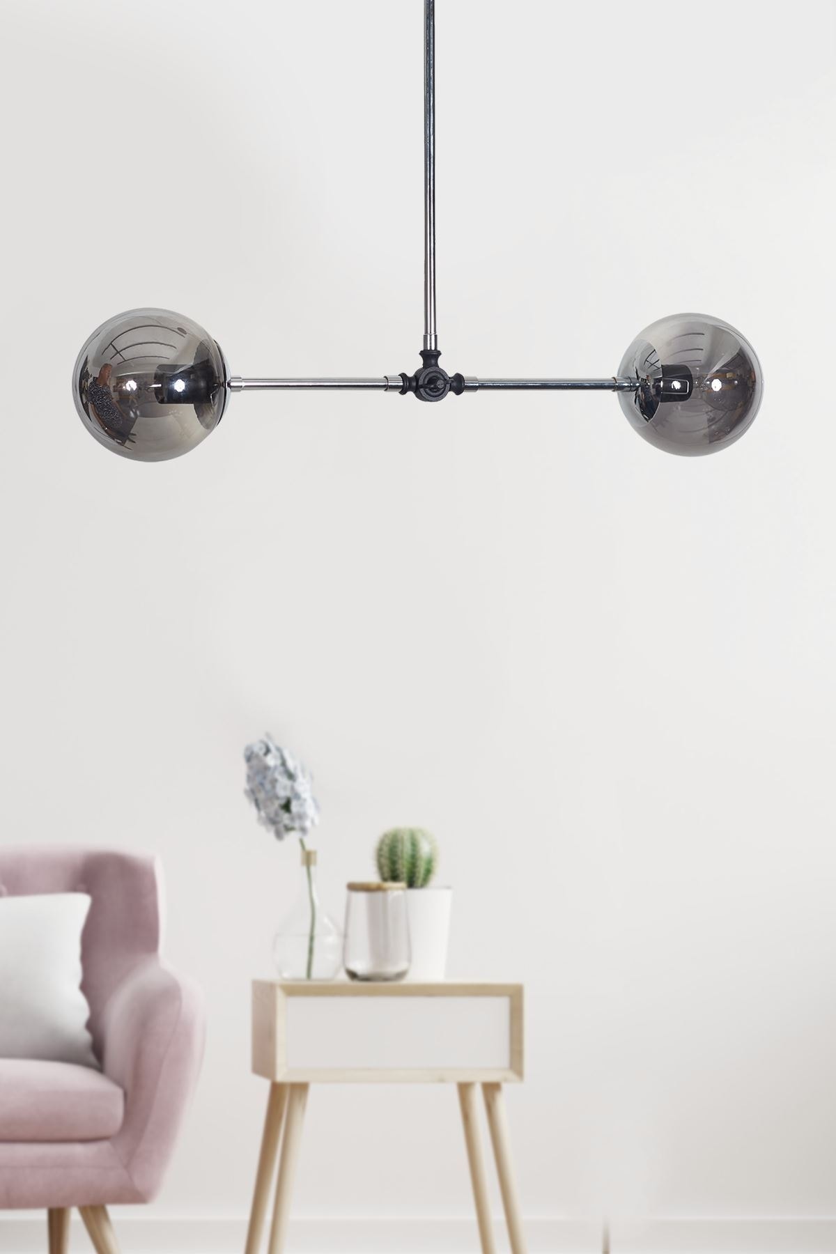 Luzarana Greg 2-Piece Chrome-Black Metal Body Smoked Glass Design ...