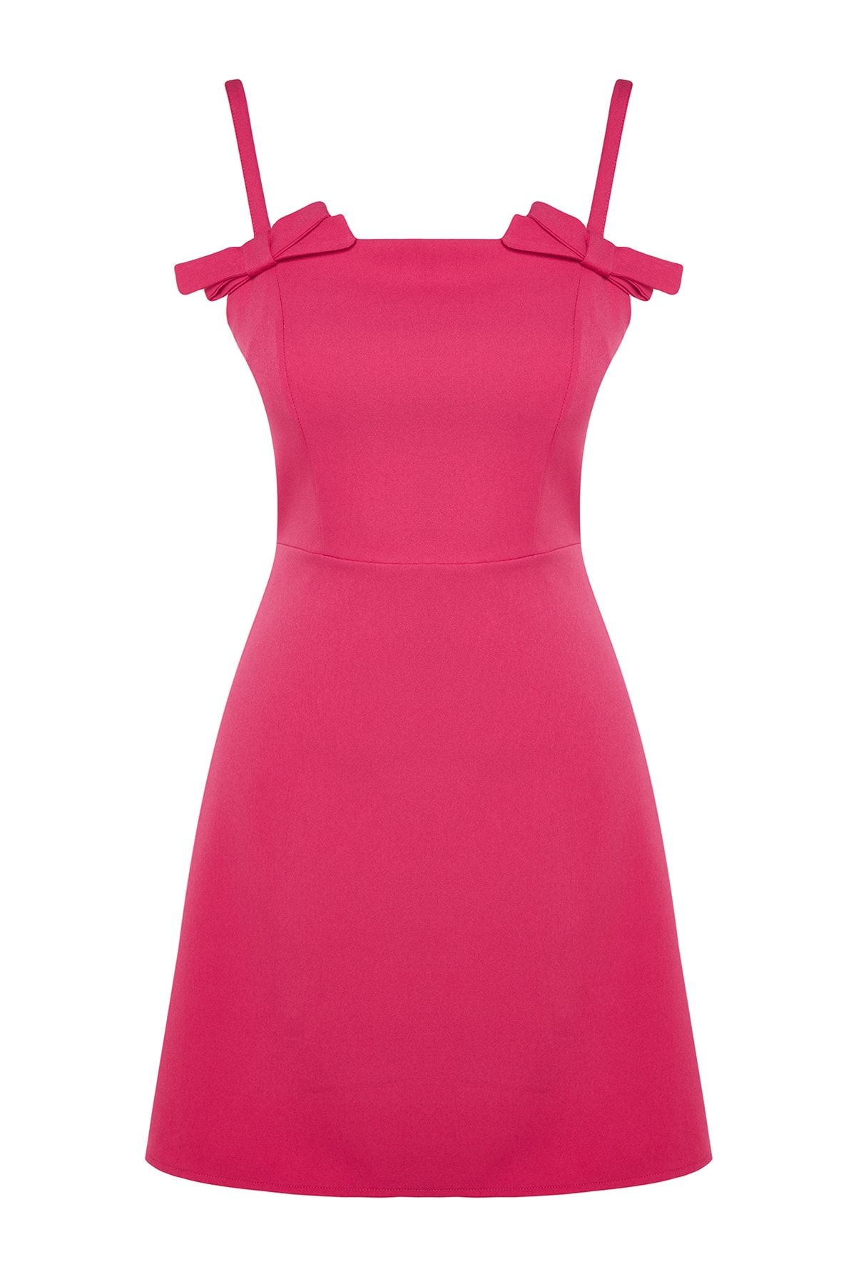 Trendyol Collection Fuchsia Mini Webkleid Mit Gewebter Schleife Und