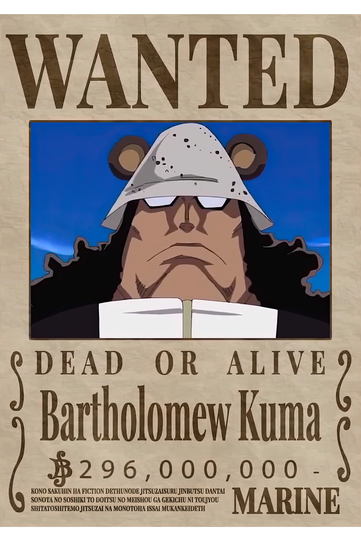 uzuntuning One Piece Bartholomew Kuma Wanted Aranıyor Posteri Fiyatı ...