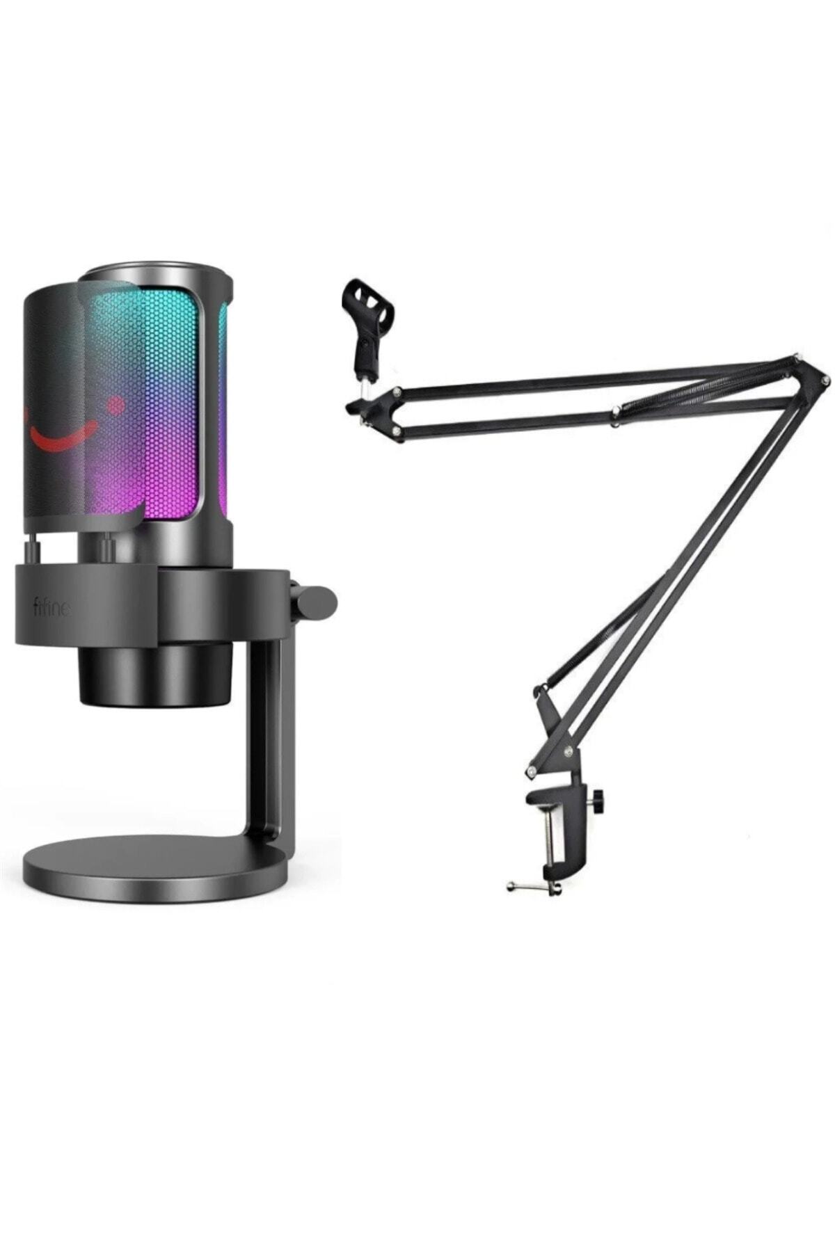 Fifine Ampligame A8 Usb Rgb Mikrofonu Uyumlu Masa Tipi Mikrofon Stand ...