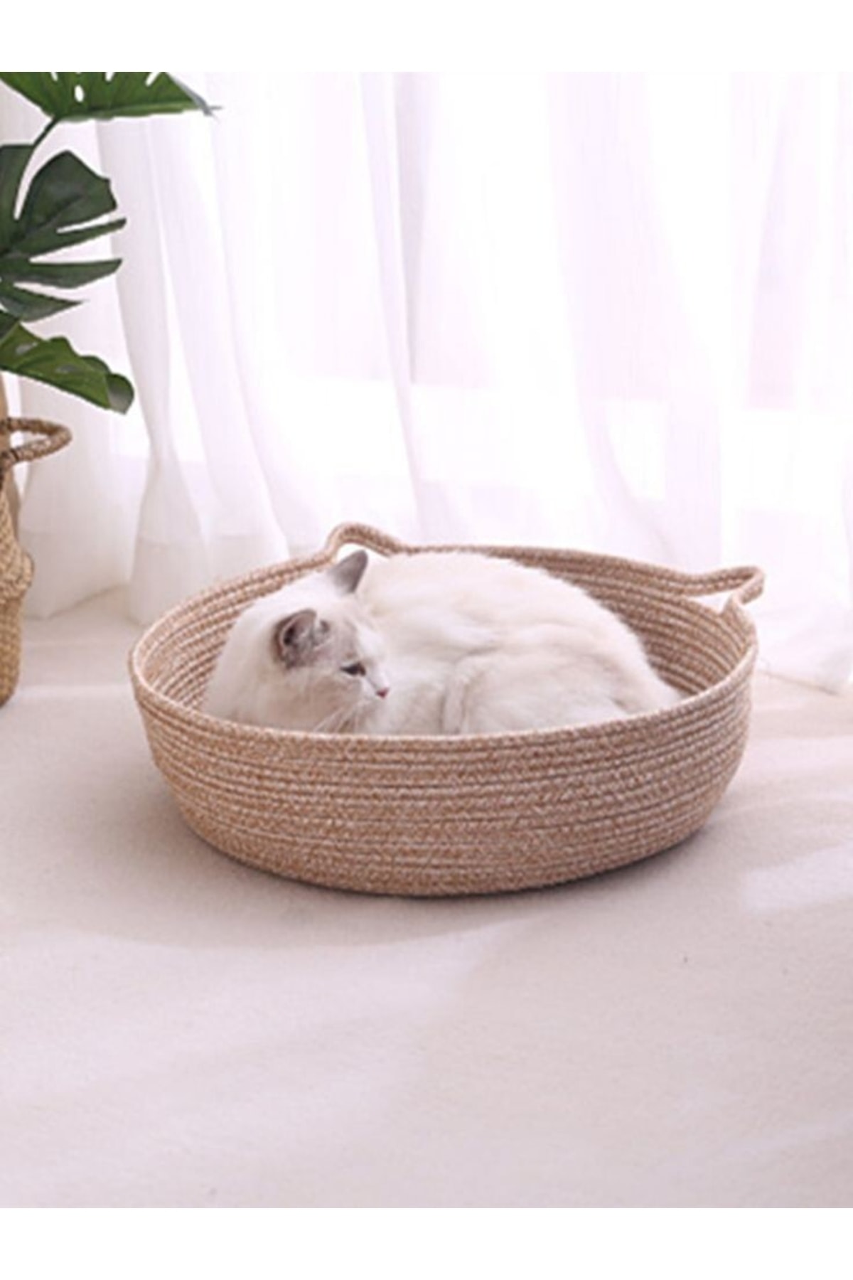 karelim home Kedi Köpek Sepeti Hasır Kedi Köpek Evi 40x7 Kedi Uyku ...