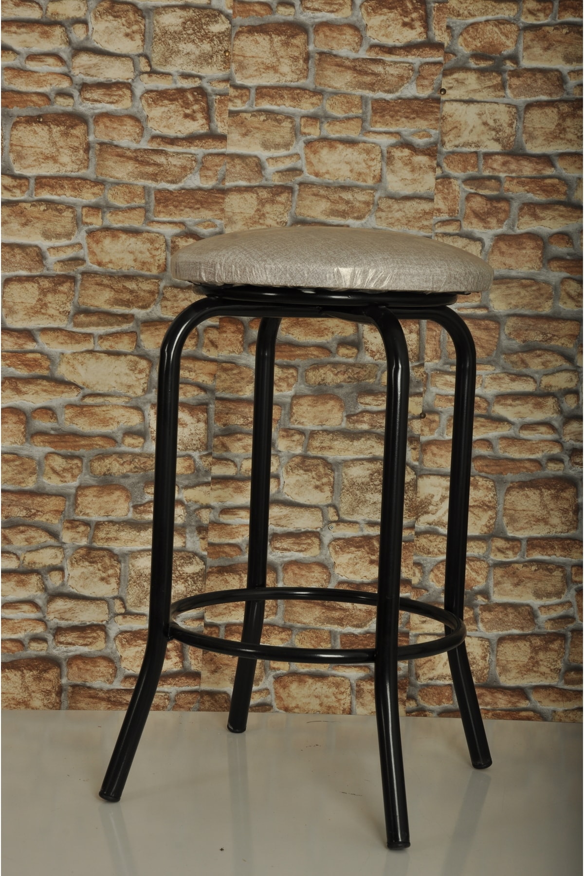 AKK TİCARET Bar Taburesi Siyah Profil Krem Oturak Yüksek Mutfak ...