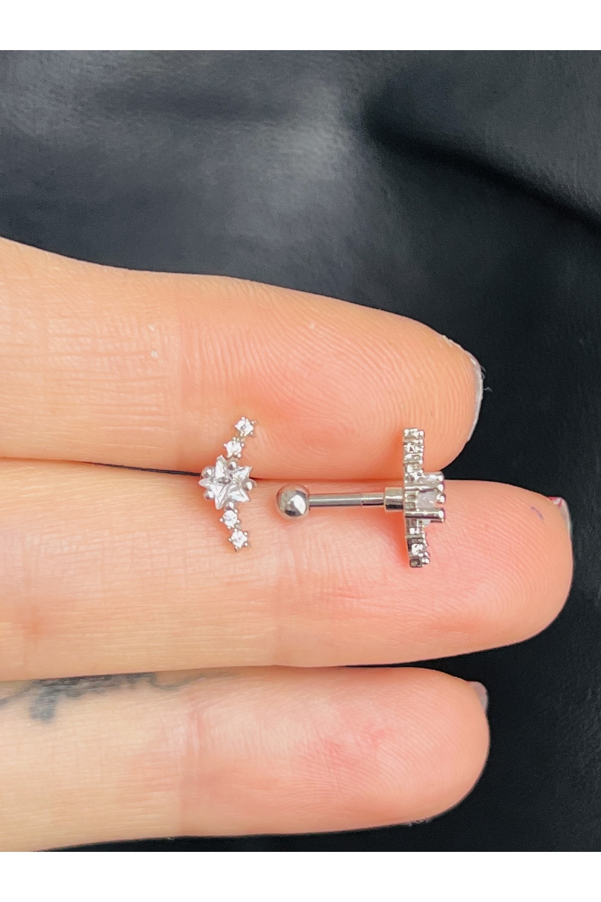 BY DİLEK ÇETİN ACCESSORY Çelik Kıkırdak Helix Tragus Piercing(1adet ...