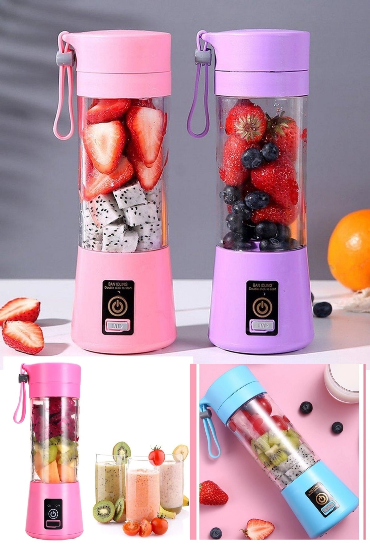 Nemade Taşınabilir Mini Blender Şarjlı Mikser Mutfak Meyve Suyu ...