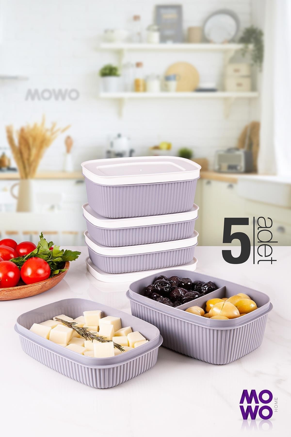 Mowo Home Trove 900 Ml-600 Ml 5'li Kapaklı Iki Gözlü Kahvaltı Buzdolabı ...