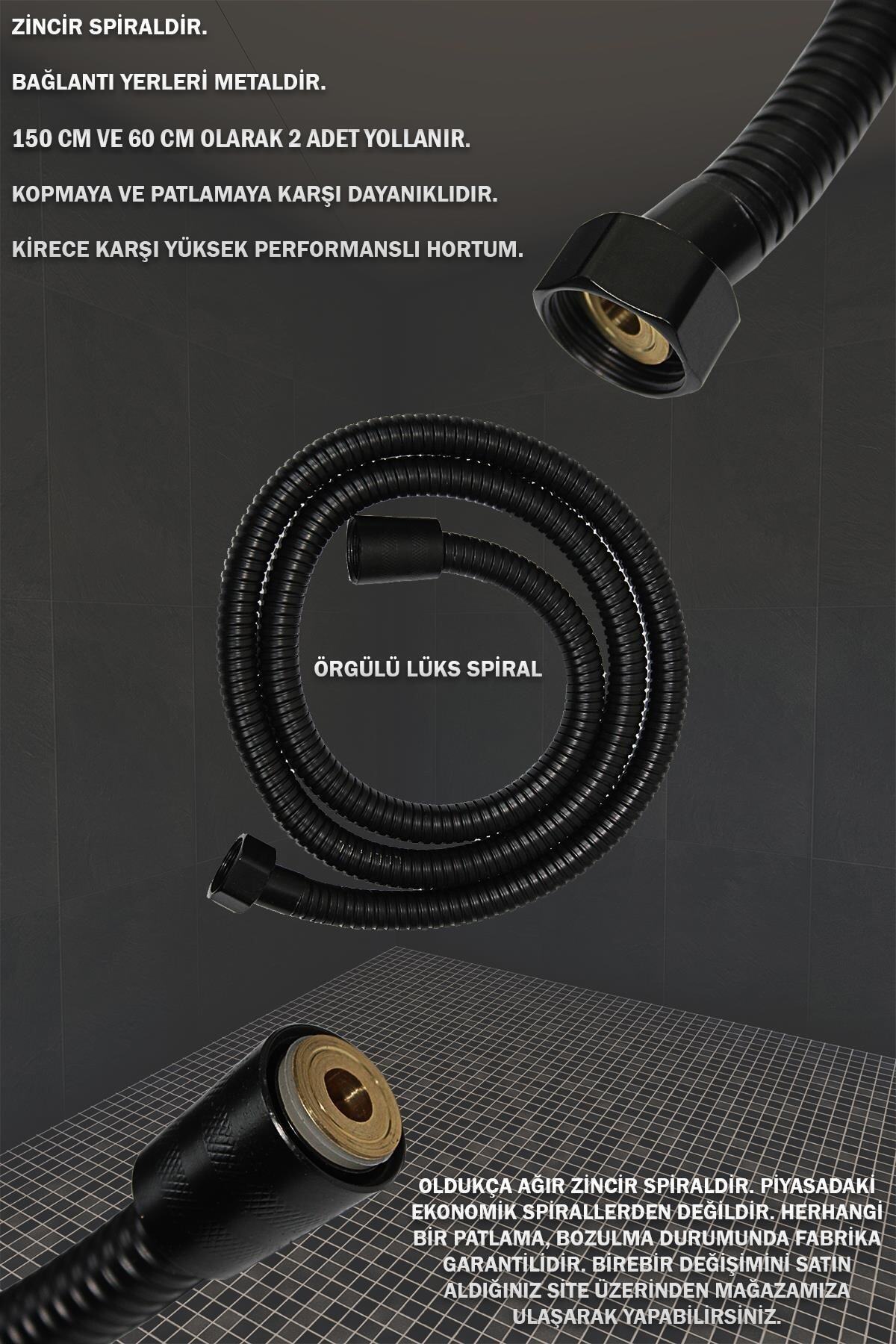 tesitay Banyo Bataryası Ve Robot Duş Seti Mat Siyah Banyo Duş Musluğu ...