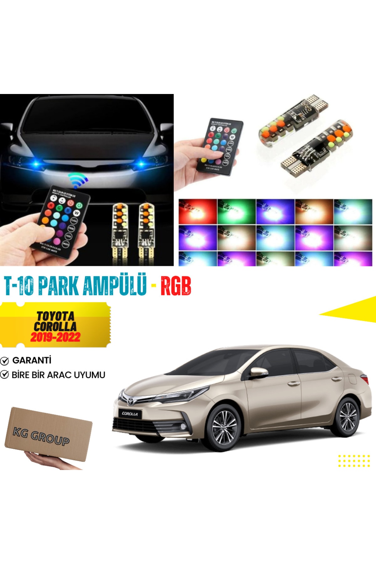 KG GROUP Toyota Corolla 2022 Uyumlu T10 Kumandalı Park Ampulü Rgb Led ...