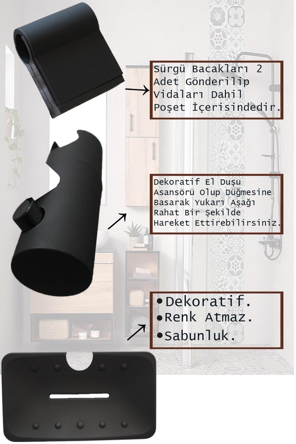 tesitay Banyo Bataryası Ve Robot Duş Seti Mat Siyah Banyo Duş Musluğu ...