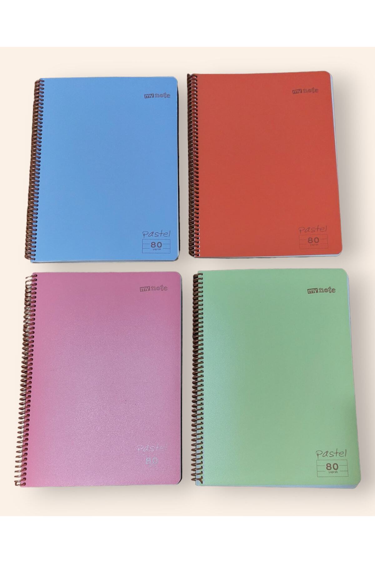 SEYFİKİRTASİYE 4 Adet A4 Çizgili 80 Yaprak Telli Defter Pastel Renkler ...
