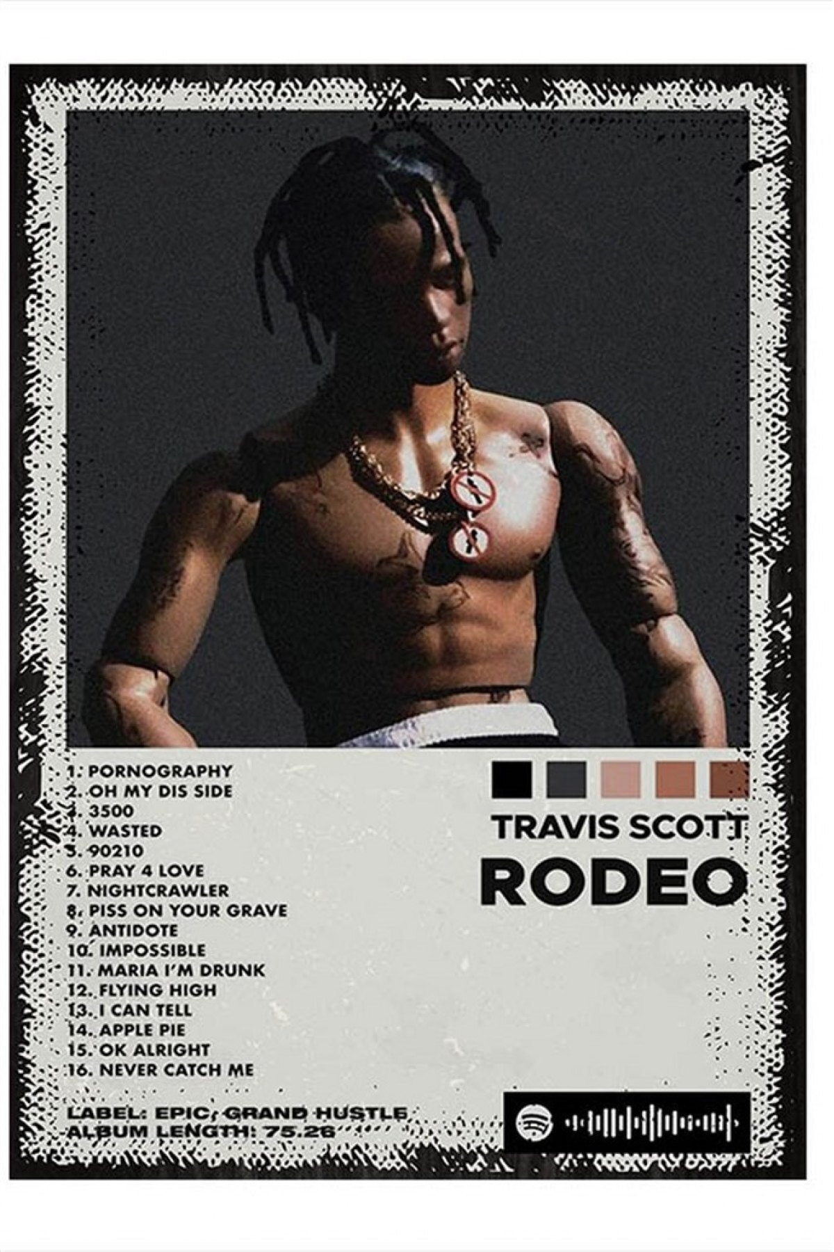 Ekart Travis Scott Rodeo Spotify Kodlu Albüm Kapağı Tablo 15cmx 22cm 5487