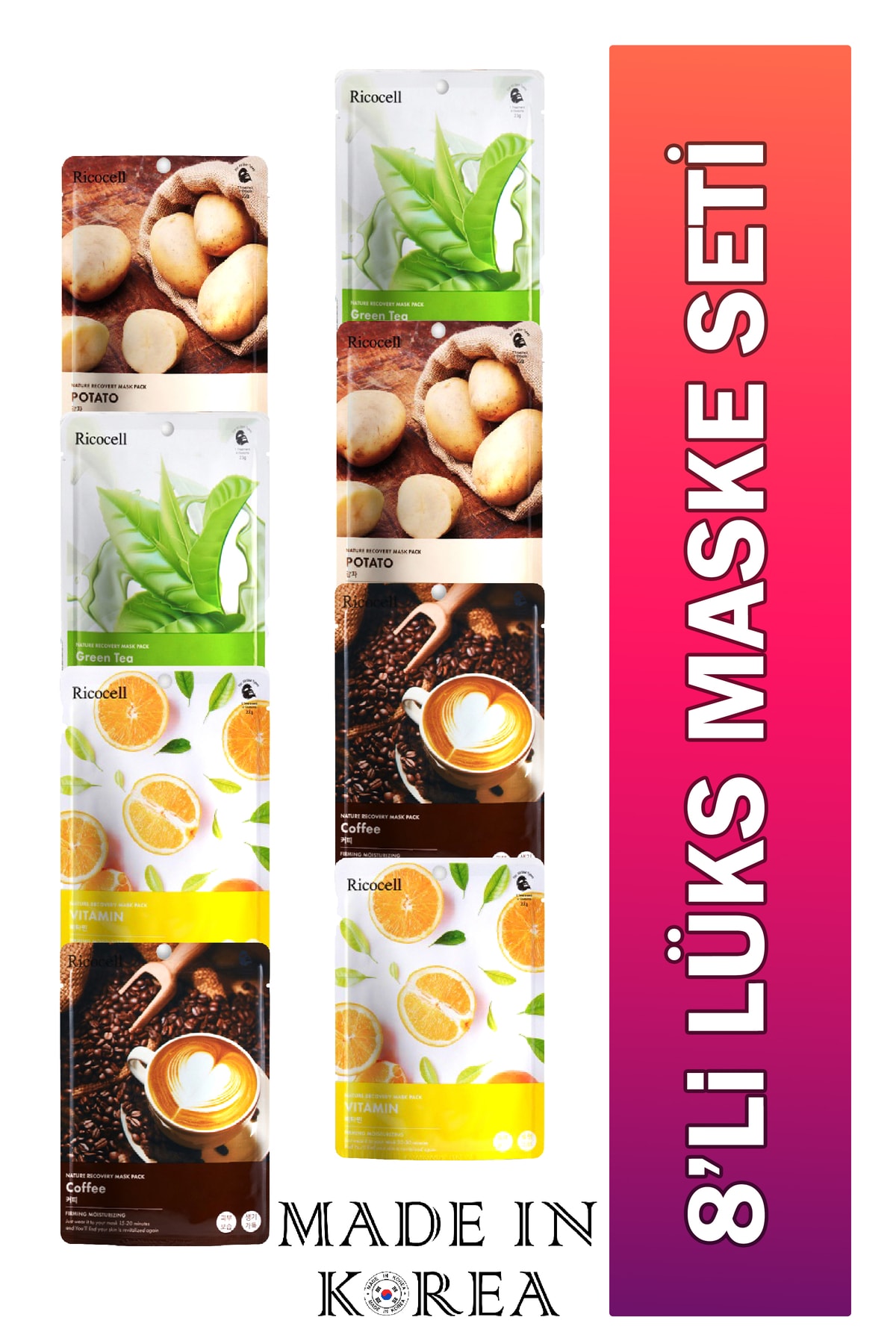 RİCOCELL Korean Süper Lüks 8'li Maske Seti Fiyatı, Yorumları - Trendyol