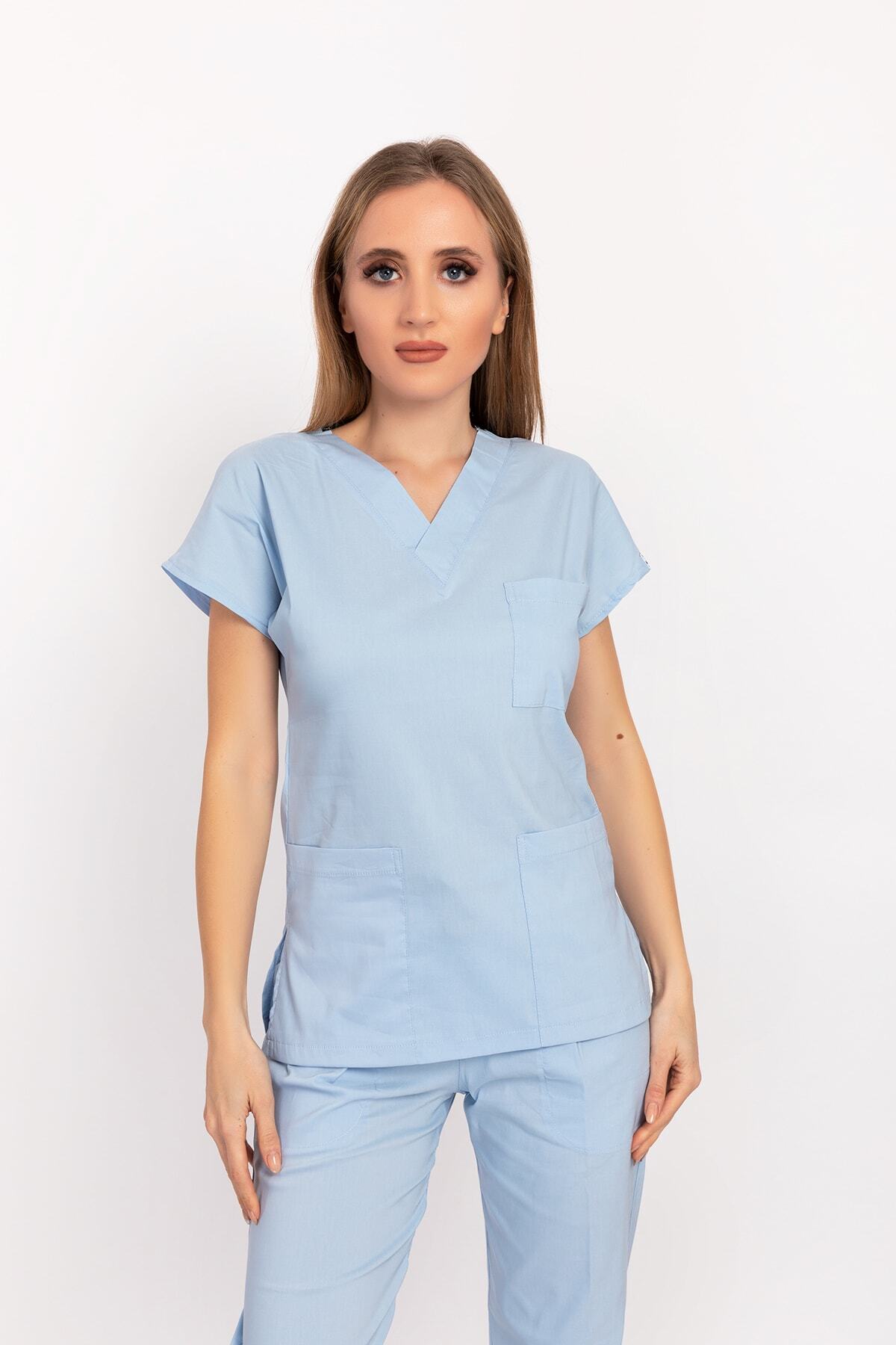 Nur Medikal Giyim Bebe Mavisi Terikoton Unisex Doktor Hemşire Hastane ...