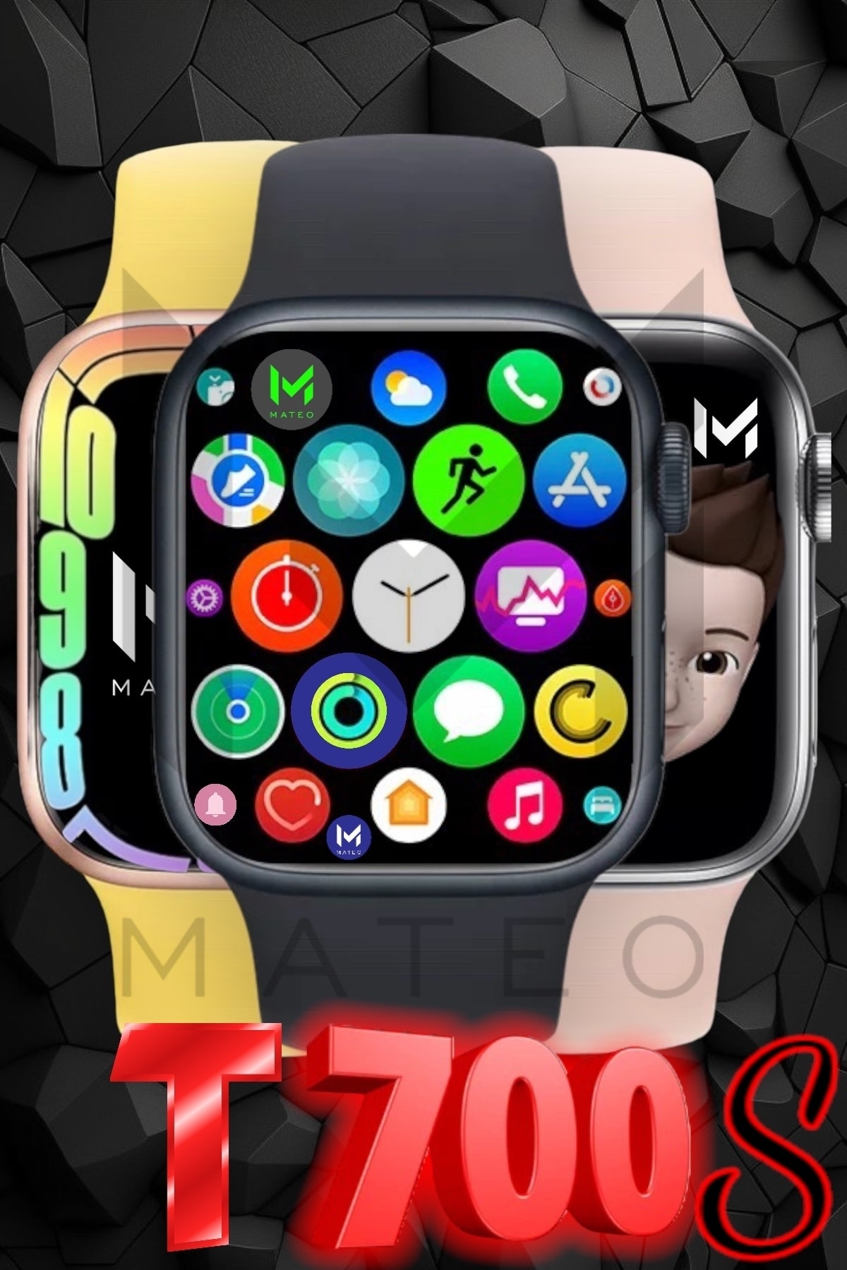 MATEO Akıllı Saat Siyah T700s + Ultra Pods Kablosuz Bluetooth Kulaklık Set, ikisi Bir Arada ...