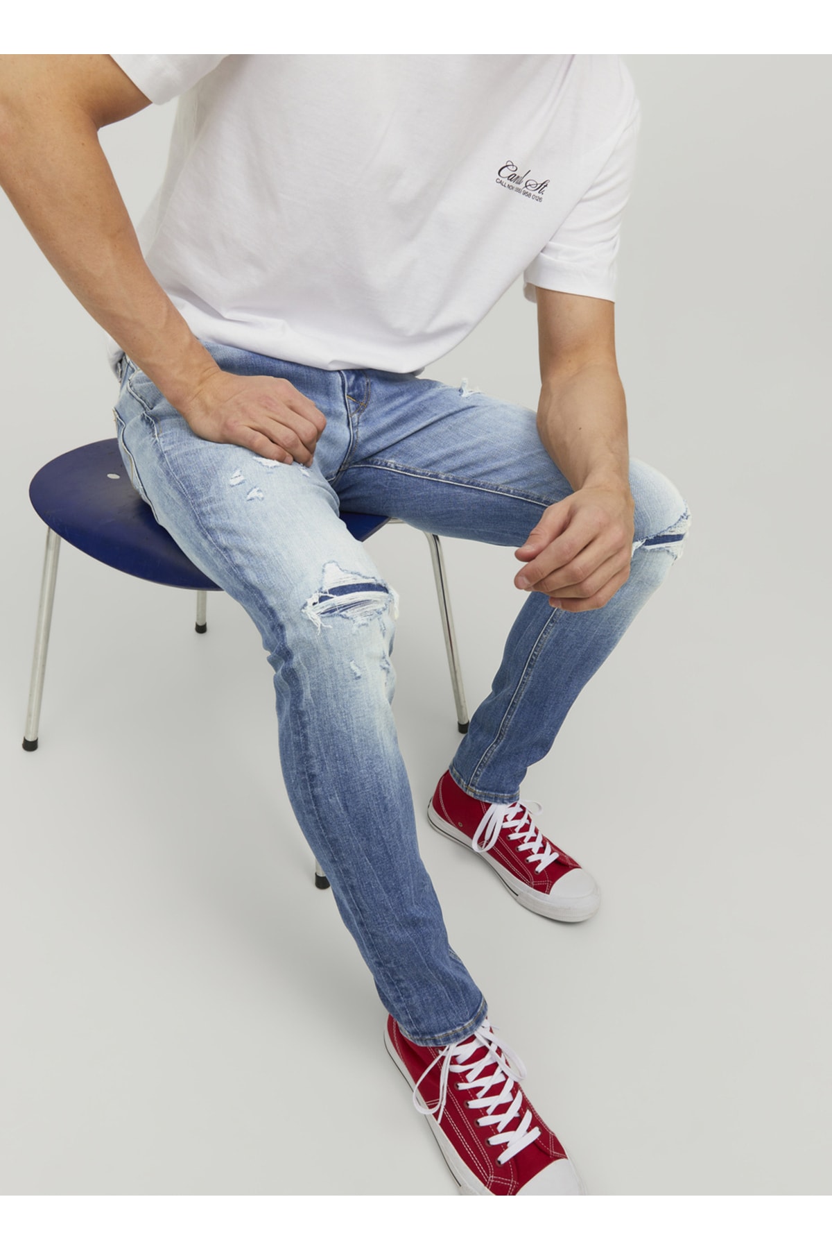 Jack & Jones Düşük Bel Skinny Fit Mavi Erkek Denim Pantolon 12229197 ...