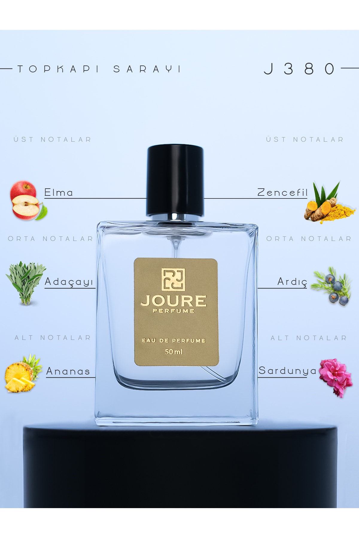 JOURE PERFUME J380 Amber Taze Baharatlar Odunsu Aromatik Fresh Kokulu 50ml Kalıcı Edp Erkek ...