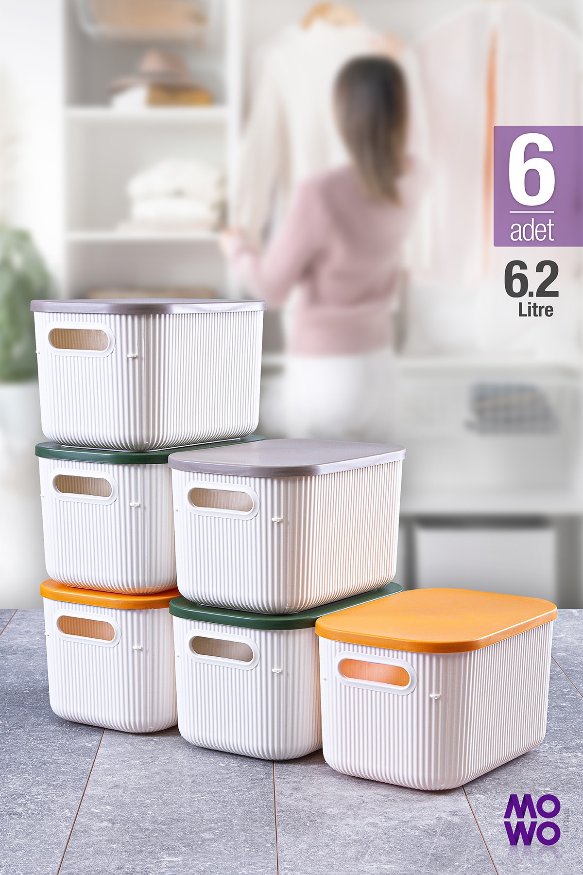 Mowo Home Trove 6 Adet 6.2 Lt (BEYAZ) Düzenleyici Organizer Kapaklı ...