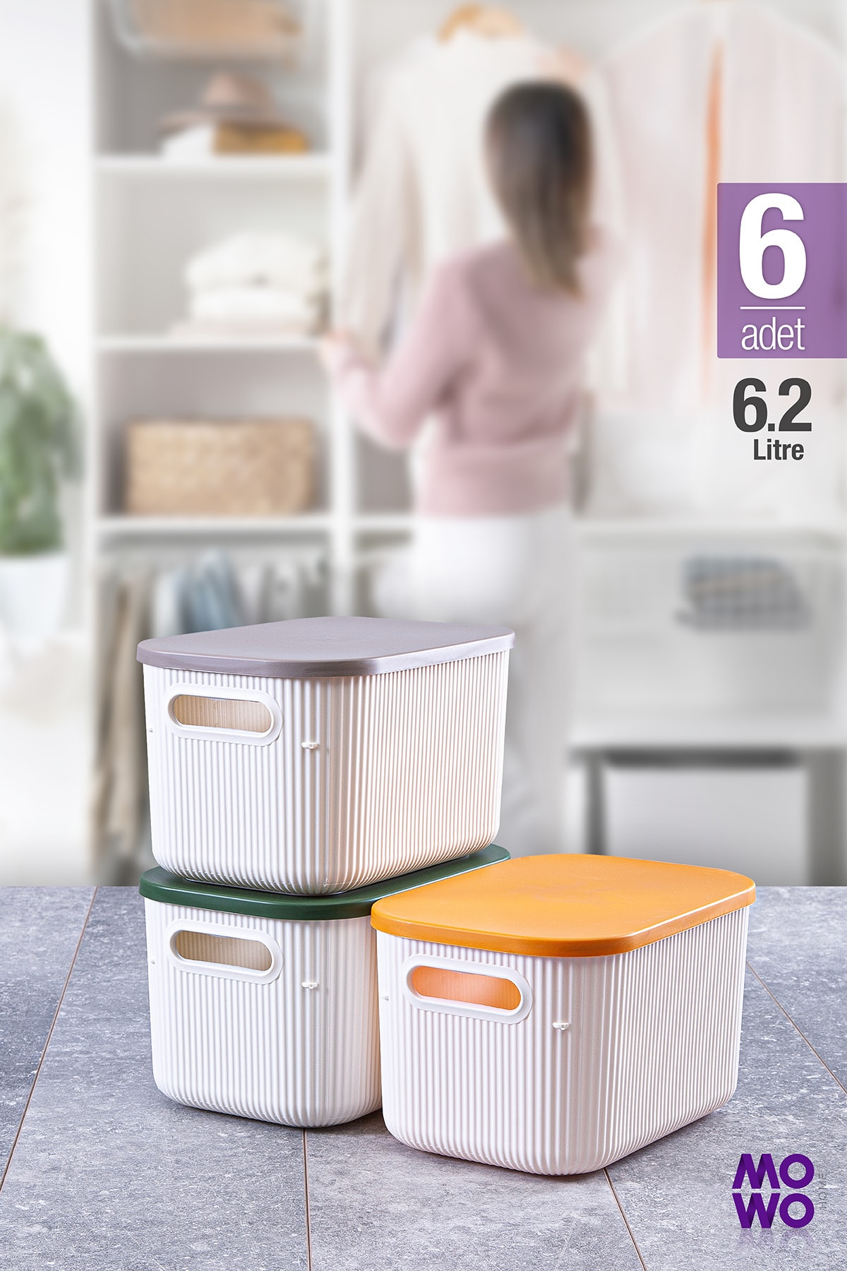 Mowo Home Trove 6 Adet 6.2 Lt (BEYAZ) Düzenleyici Organizer Kapaklı ...