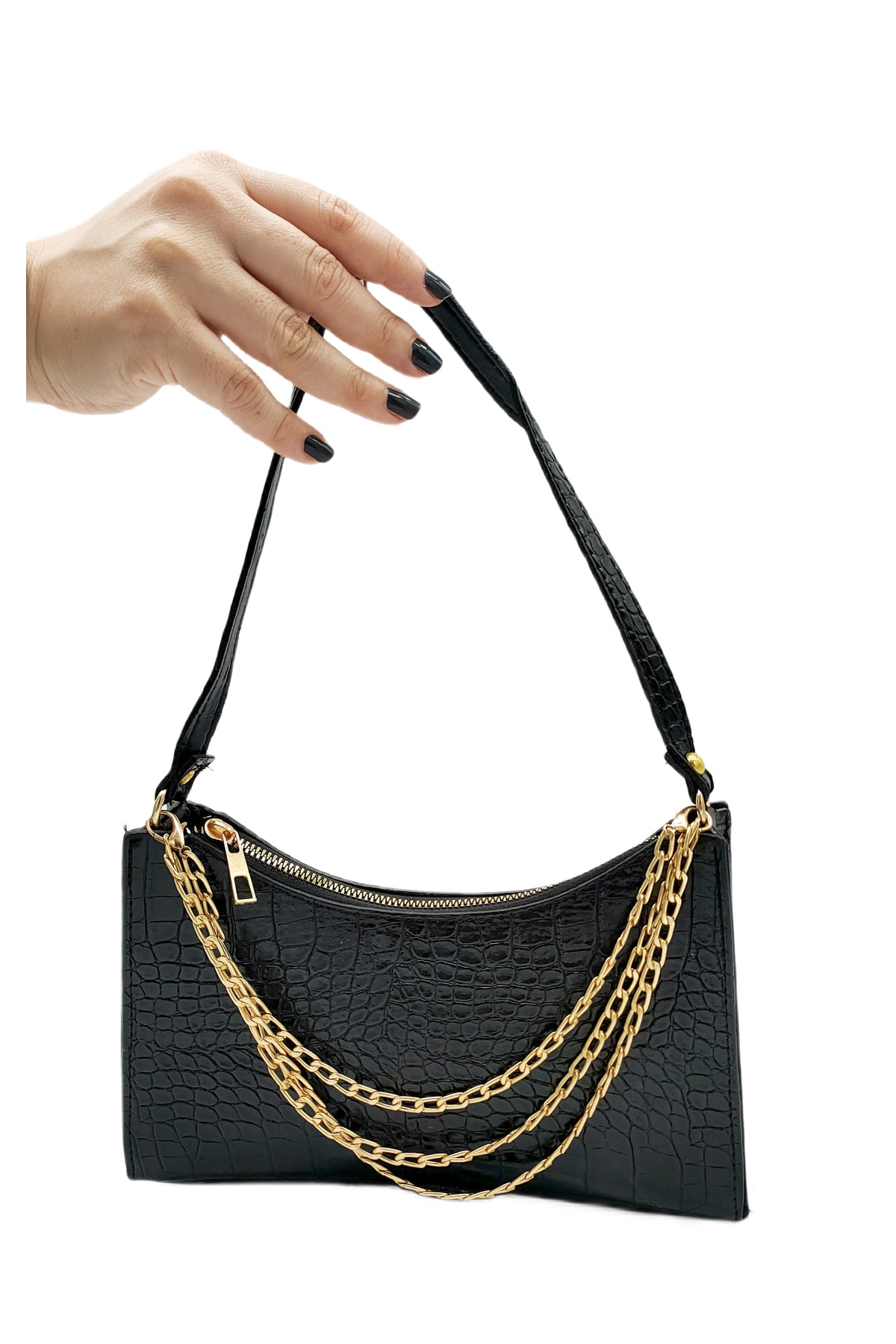 Posh Bags Olea Black Women's Hand Shoulder and Cross Chain Strap ...