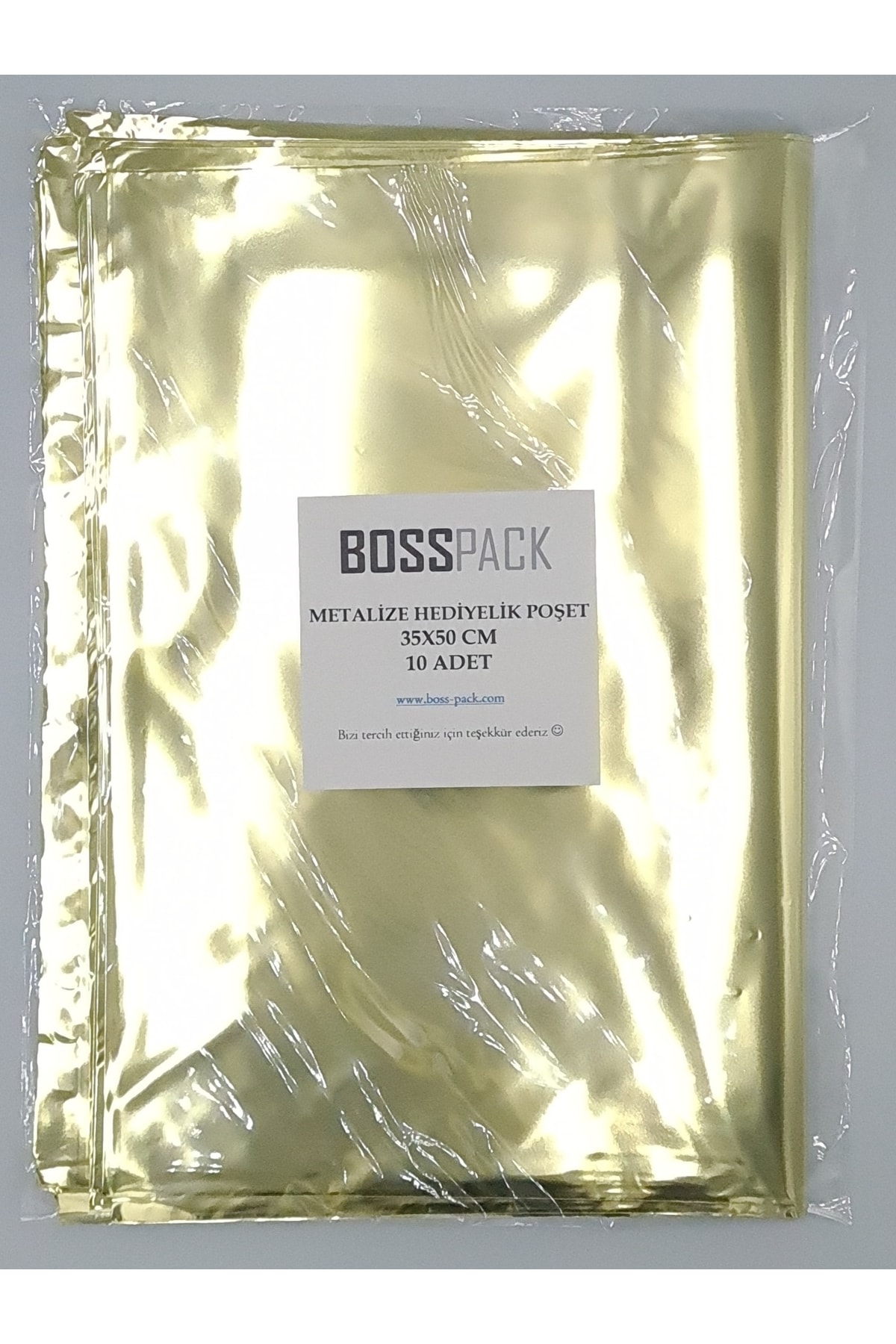 BossPack Metalize Bantlı (35X50 CM) Jelatin Hediye Poşeti (10 ADET) - Renkli Lüks Hediye Poşeti ...