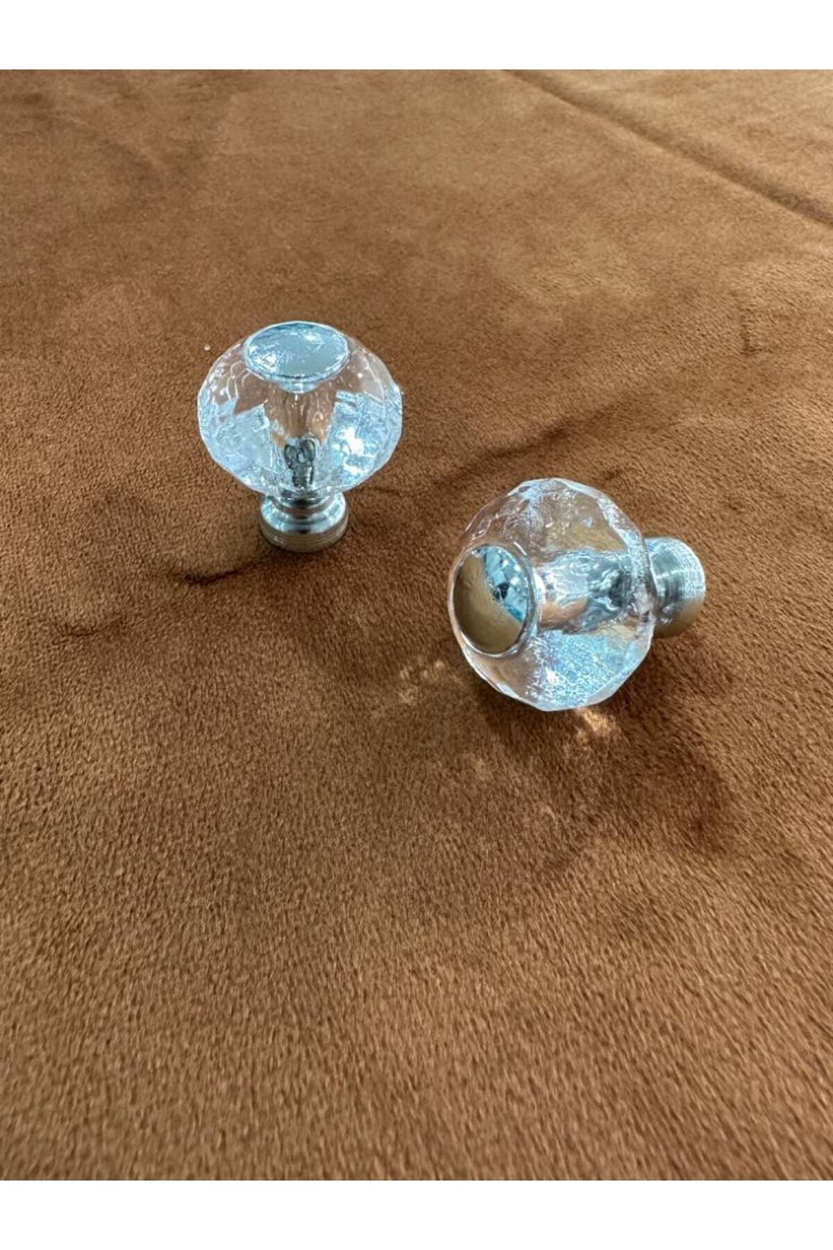 ARON (5 ADET) Oscar Düğme Kulp Kristal (ŞEFFAF KROM) Tv Ünite Komidin ...