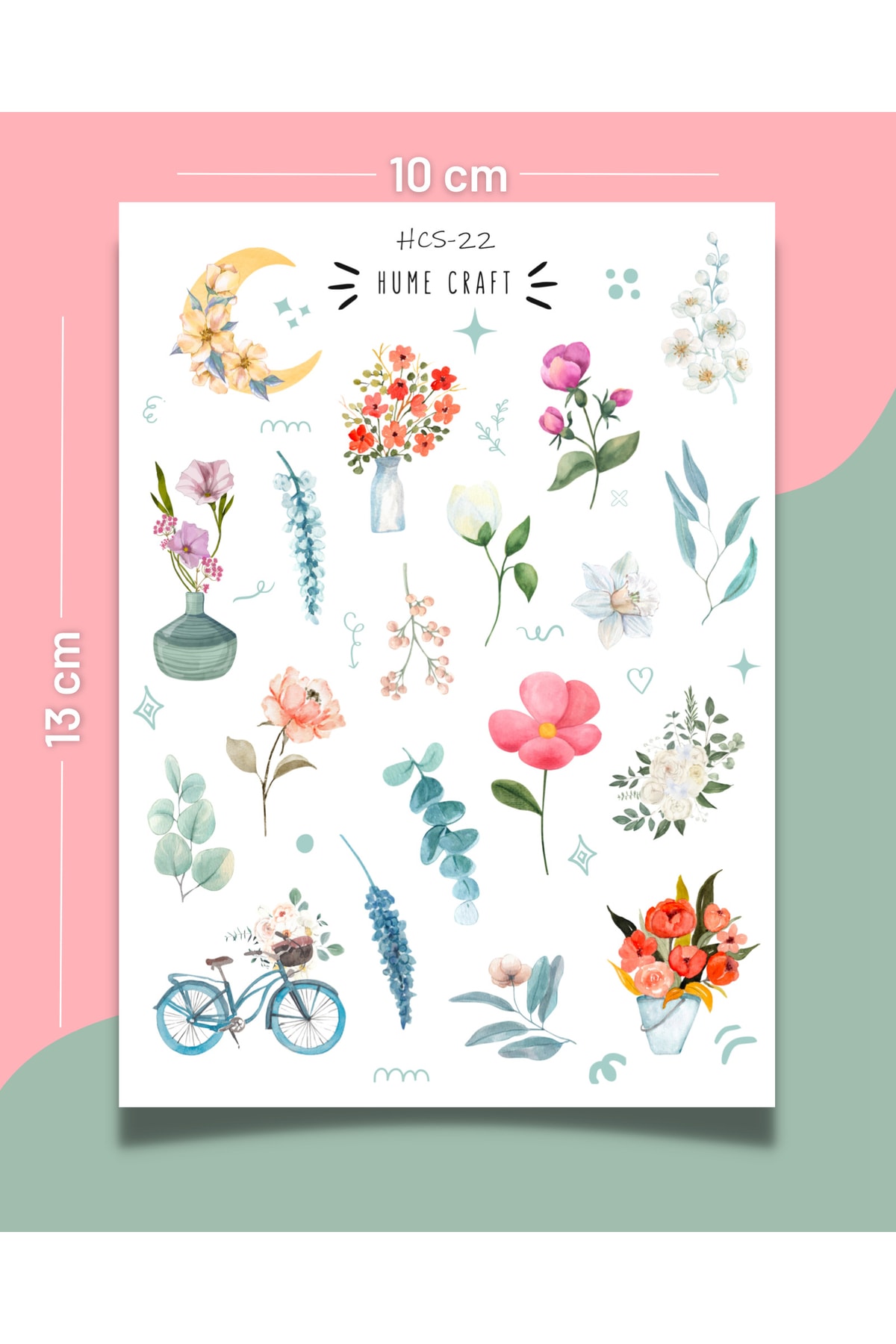 Hume Craft Vintage Çiçek Temalı Şeffaf Sticker Seti Bullet Journal ...