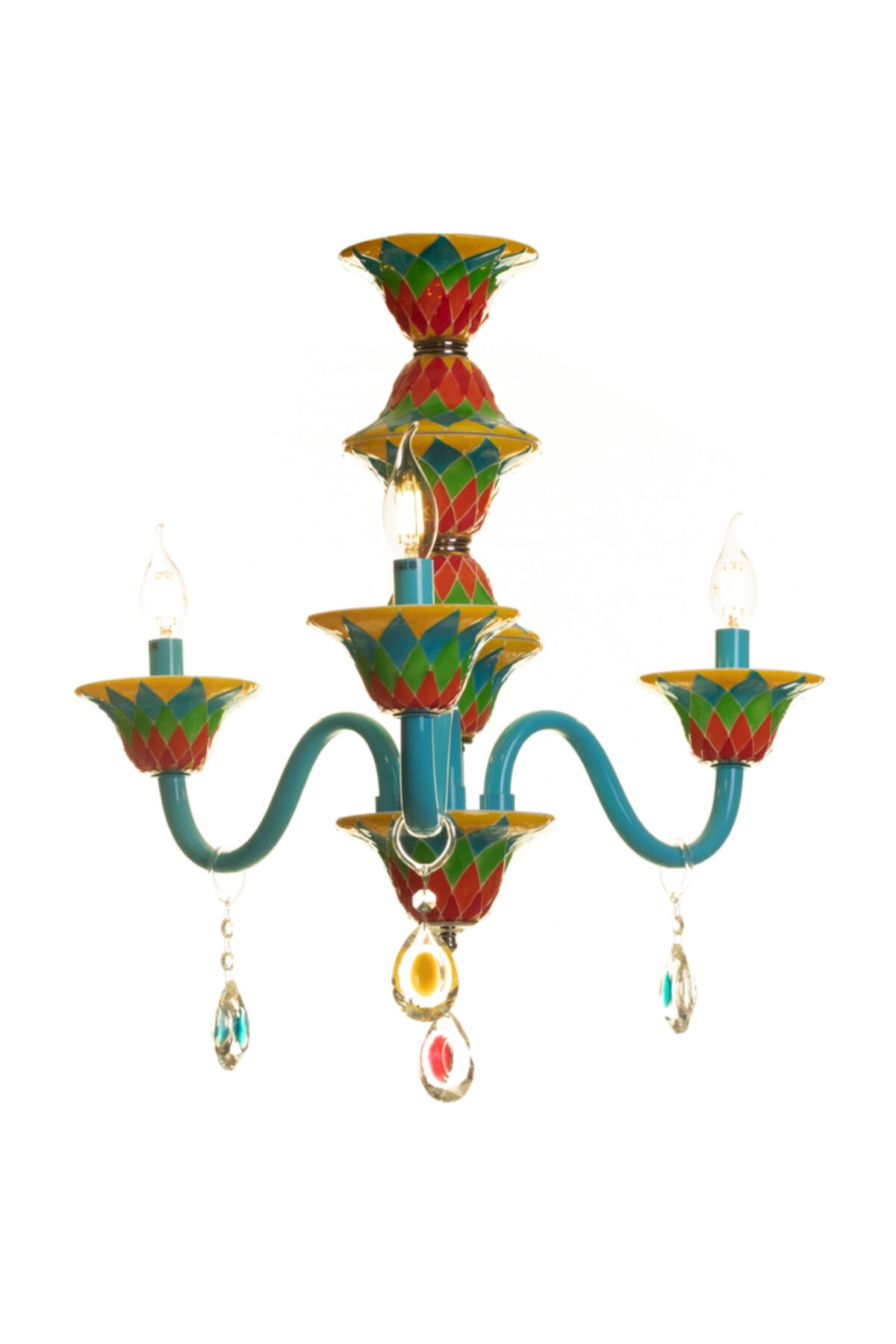 sarper avize Renkli Metal Kaplama Cam Detaylı Sarkıt Avize - Fiyatı ...