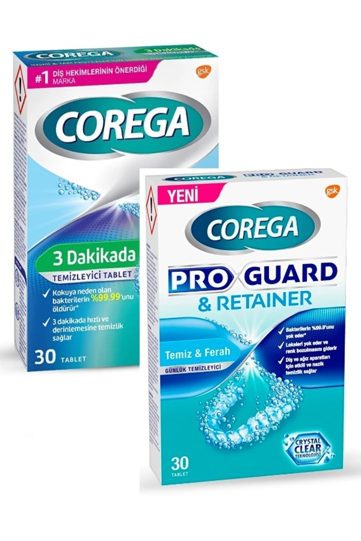 Corega Cleanser Bio Protez Temizleme Tablet 30'lu+ Proguard & Retainer ...