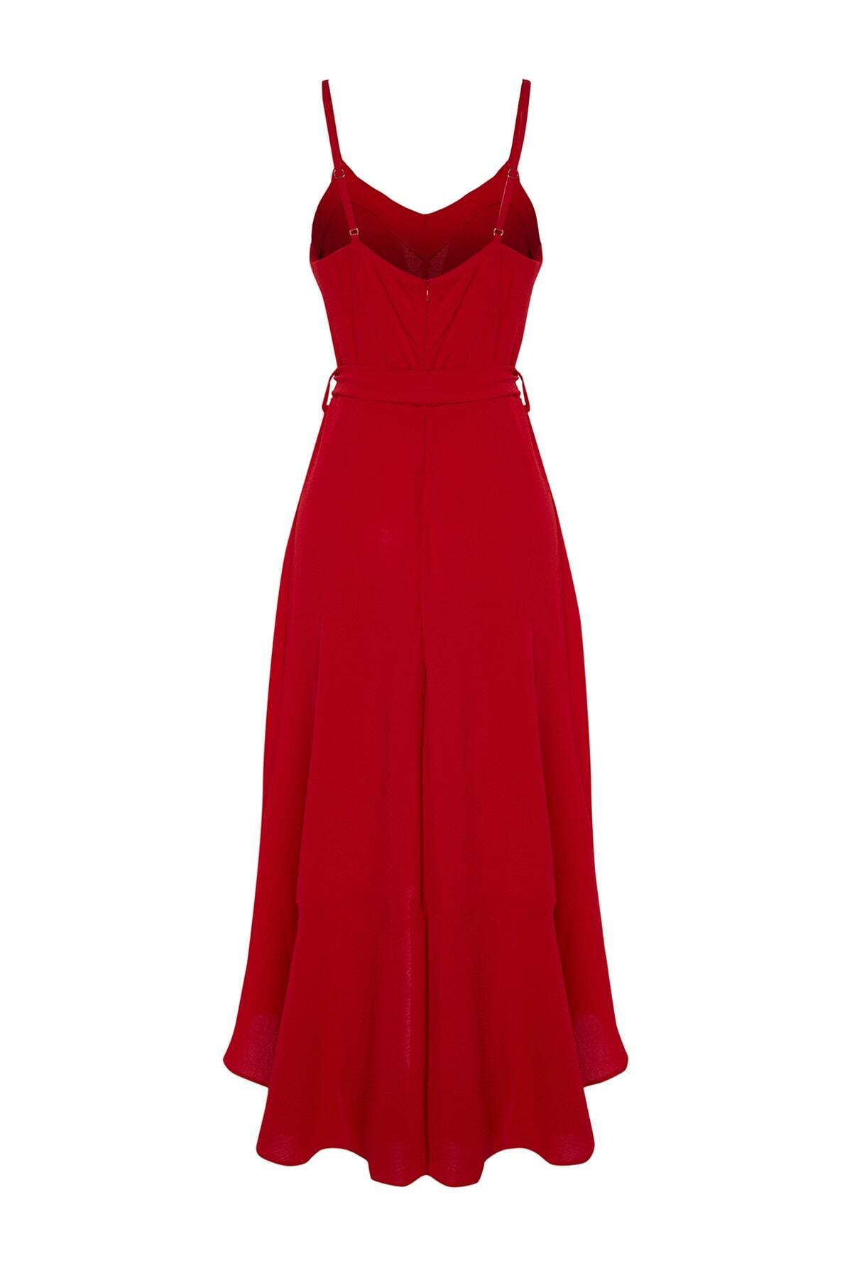 Trendyol Collection Rotes Gewebtes Maxikleid In A Linie Glockenform