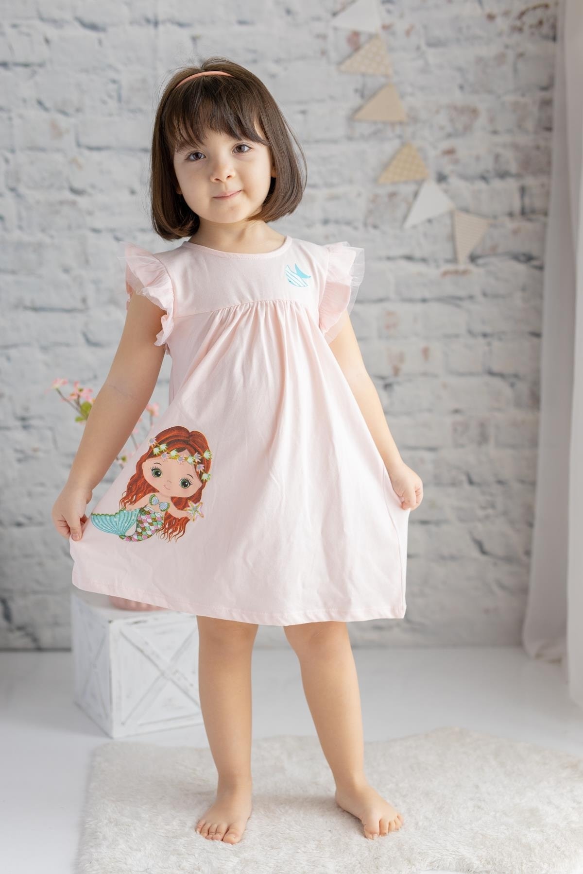 Zeyland Kız Bebek Deniz Kızı Baskılı Pembe Kolsuz Elbise Fiyatı ...