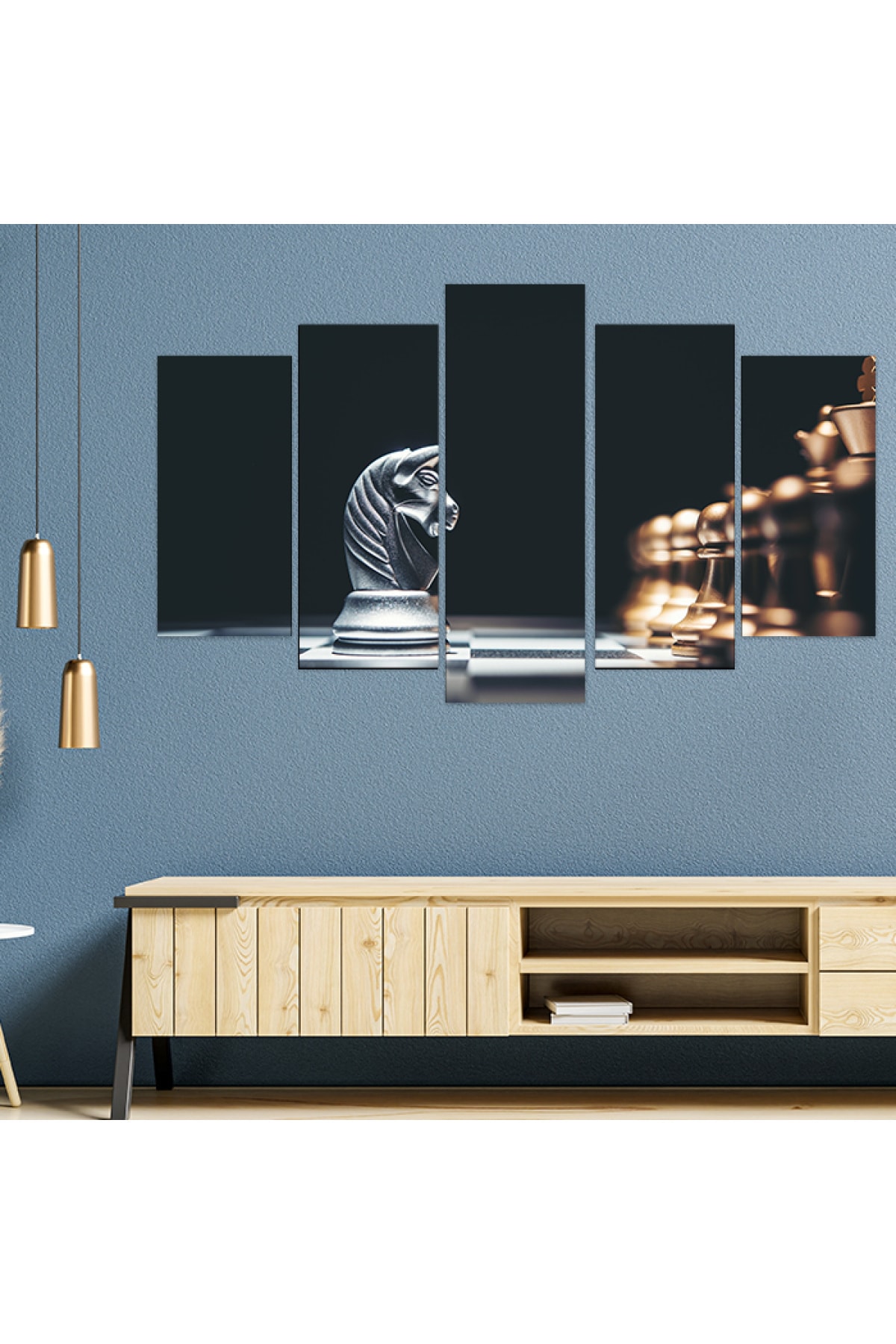 GRAFİLLİ DESİGN 5 Parçalı Satranç Temalı Mdf Duvar Tablosu Seti, Oturma ...