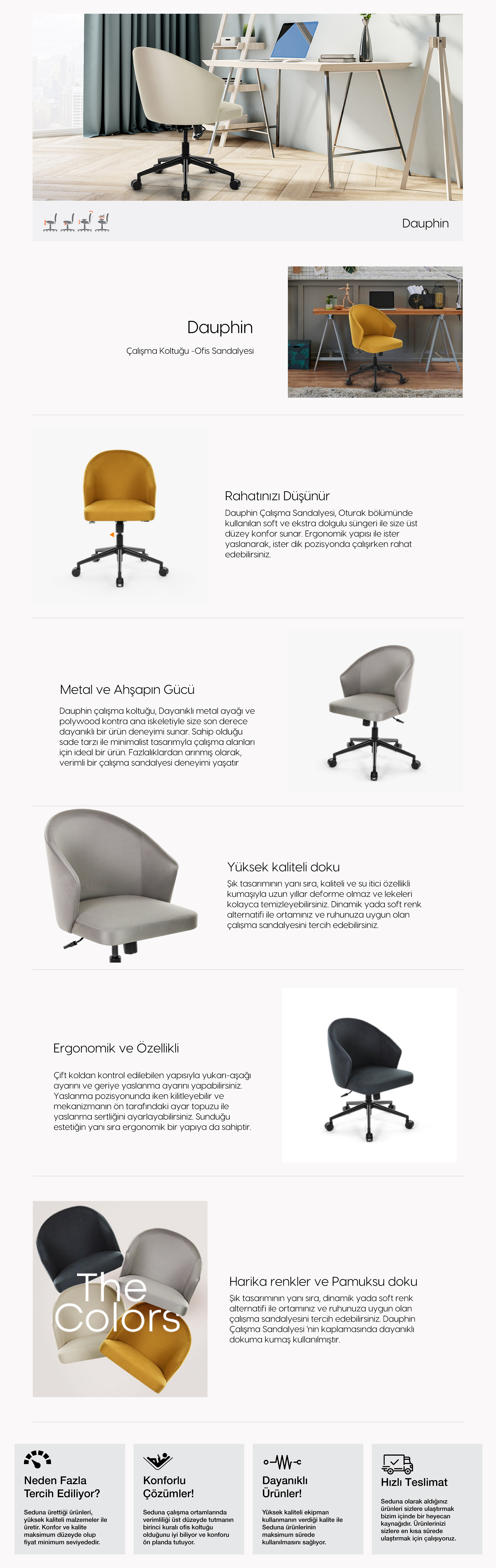 Seduna Dauphin Çalışma Sandalyesi | Ofis Koltuğu - Fiyatı, Yorumları