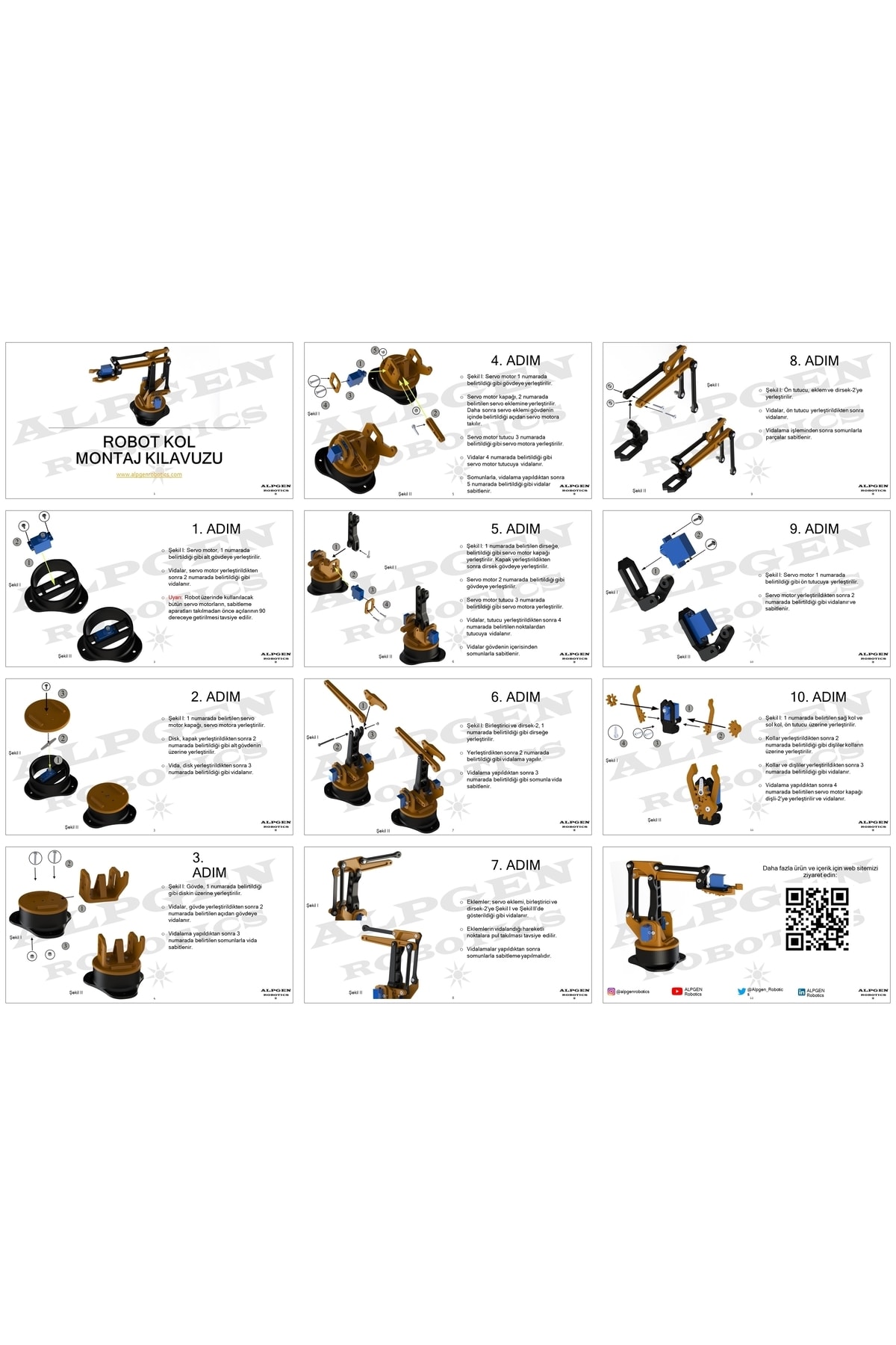 Arduino Projeleri Dıy Arduino 3 Eksen Robot Kol 3d Parça Seti ...