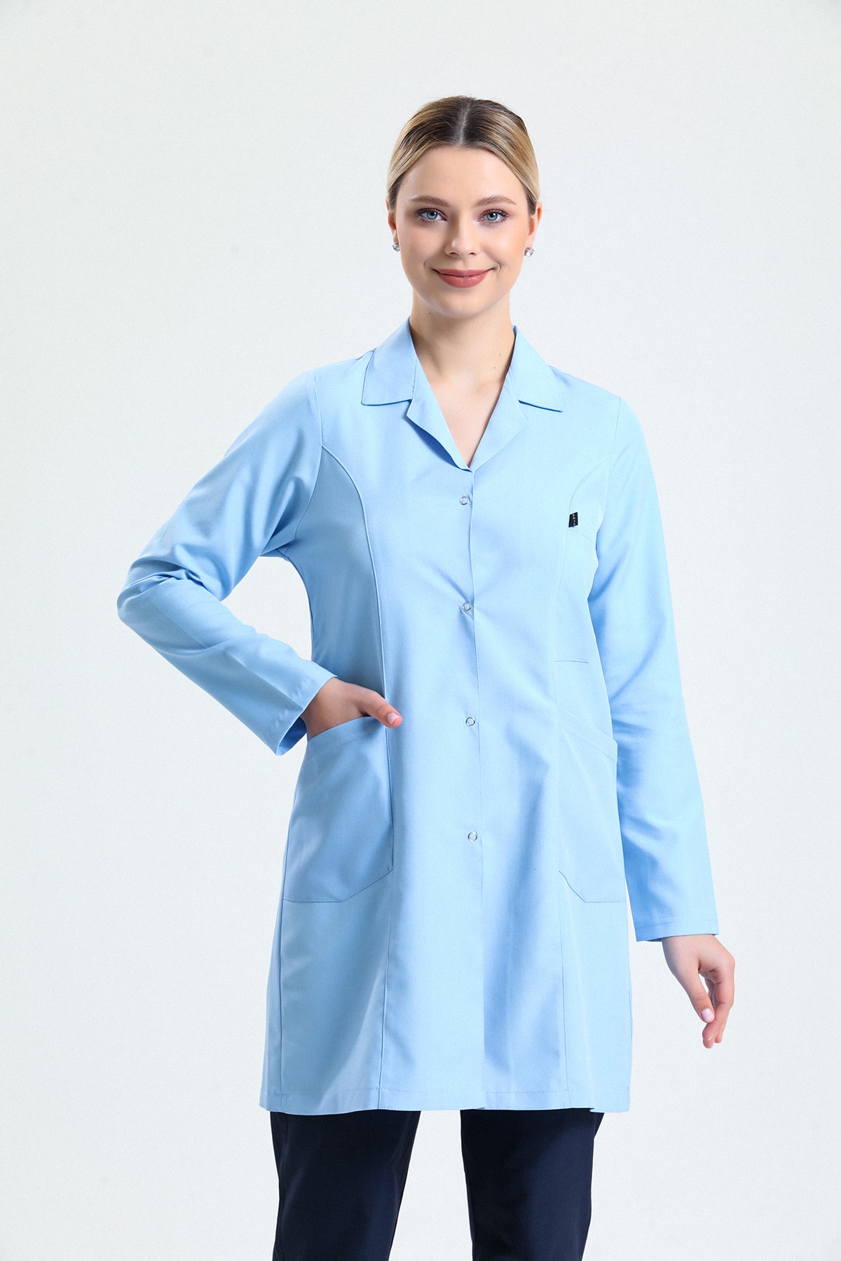 Ehil Gömlek Yaka Alpaka Kumaş Iş Önlüğü Iş Kıyafeti Alpaka Önlük Kadin ...