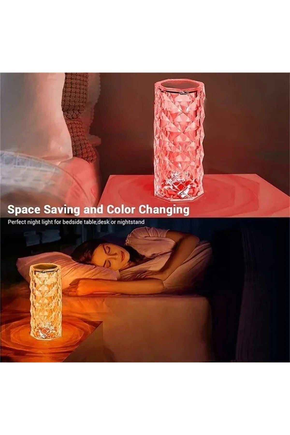 fortrek Rose Diamond Table Lamp Usb Charging Rgb Multi Totch Lamp ...