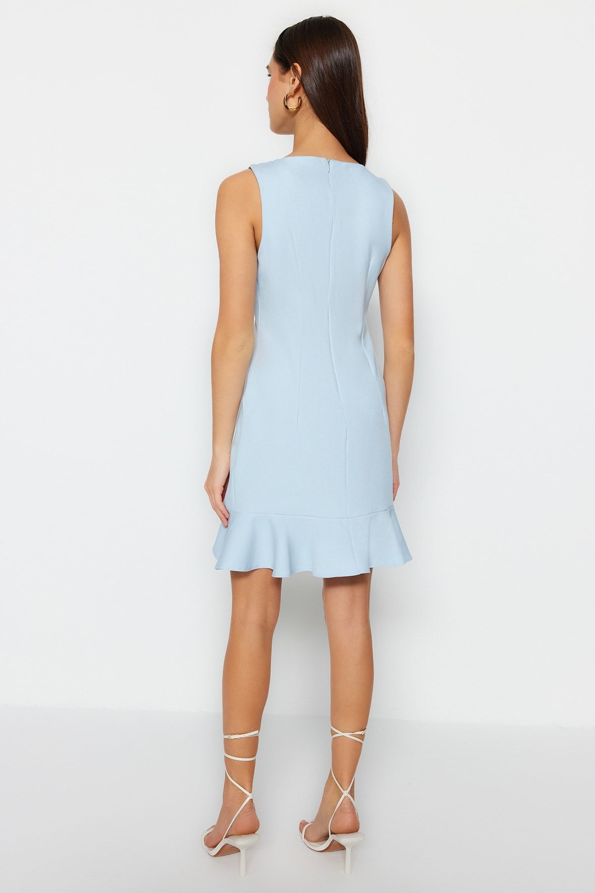 Trendyol Collection Blaues Gewebtes Minikleid In A Linie Glockenform