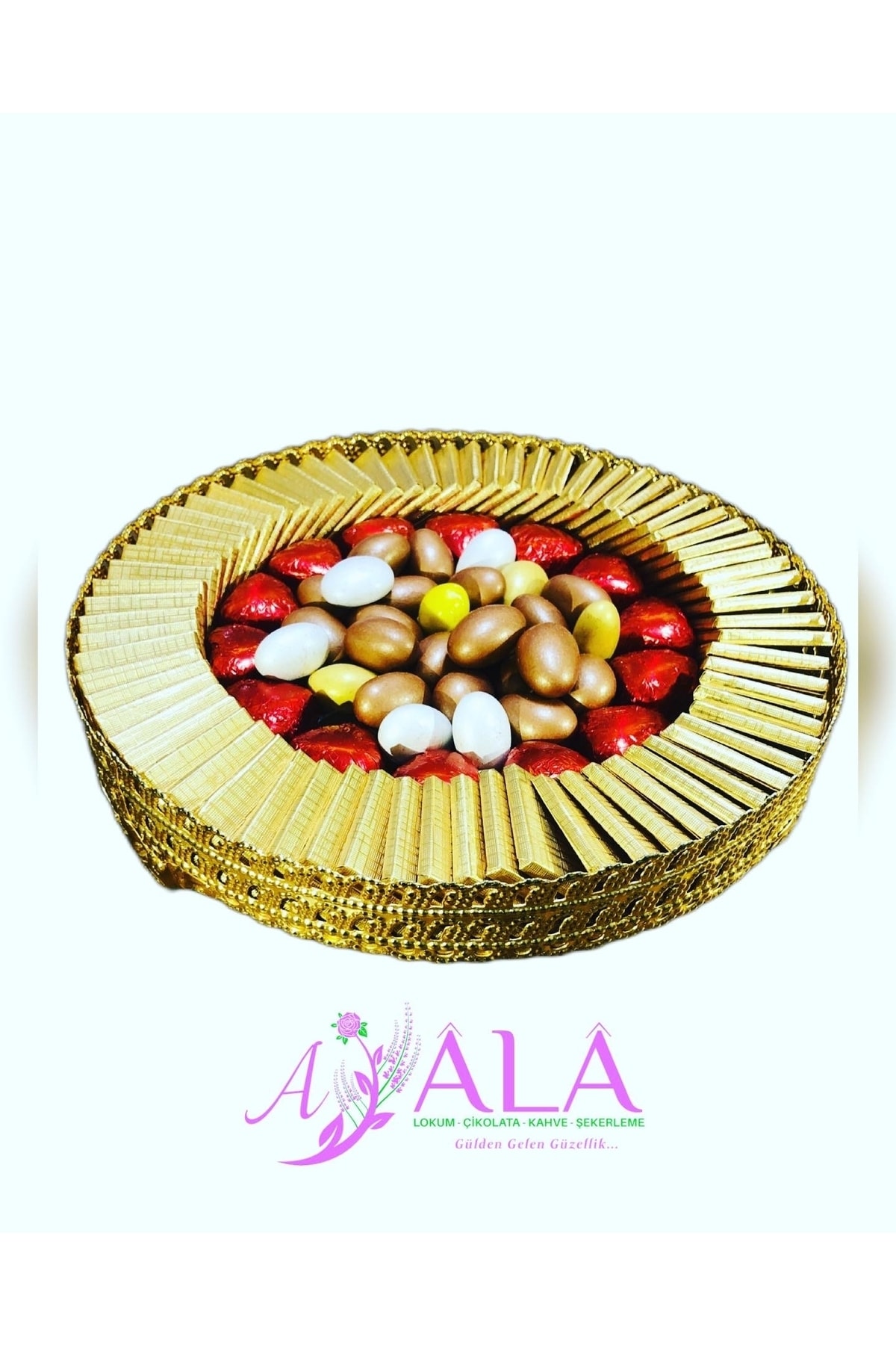 Elit Çikolata Âlâ Kız Isteme Çikolatası Tepsi Madlen,draje,kalpli Gold ...