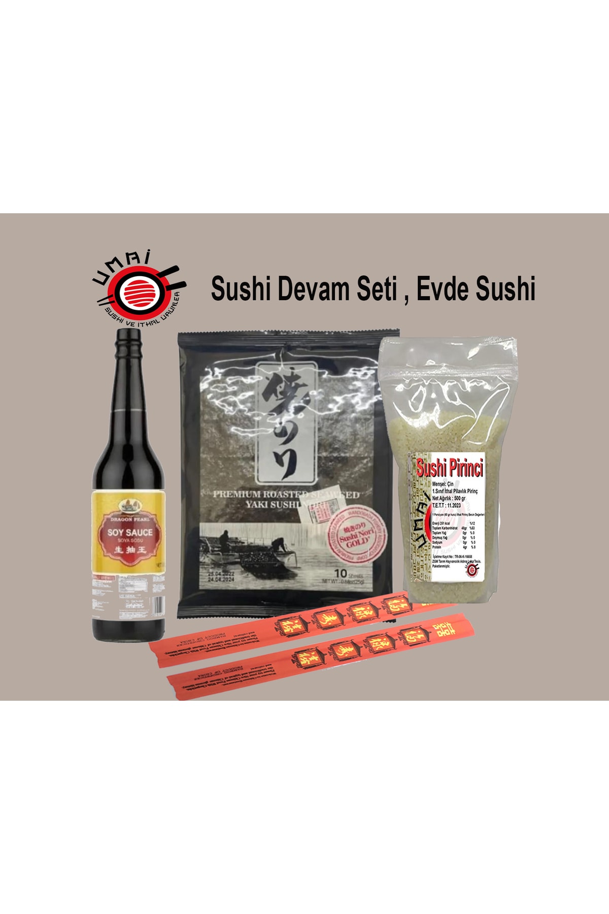 UMAİ Sushi Devam Seti , Evde Sushi.(NORİ,PİR,SOYA625,CHOP2) / Suşi Seti ...