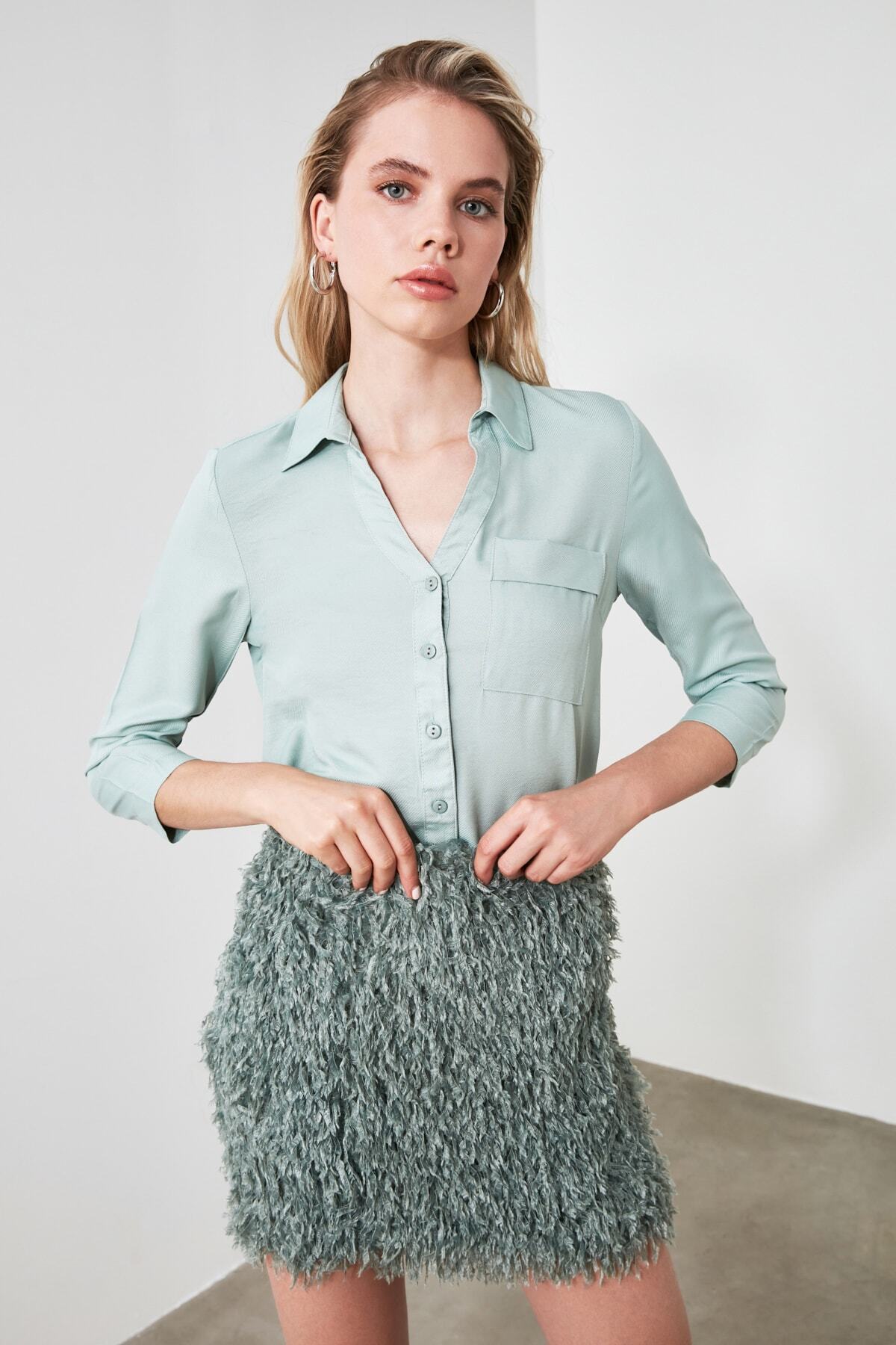 Trendyolmilla Mint Cep Detaylı Gömlek TWOAW21GO0095 Fiyatı, Yorumları ...