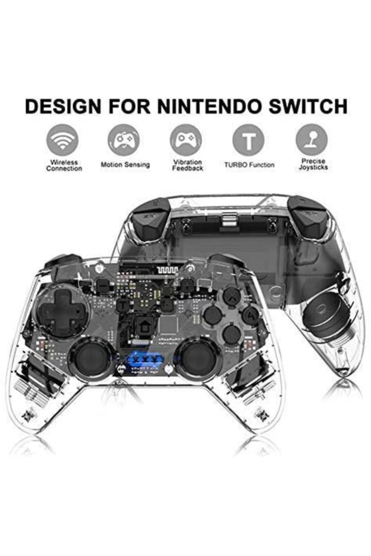 MOMENTO Momen Nintendo Switch Pro Controller Kablosuz Oyun Kolu Şeffaf ...