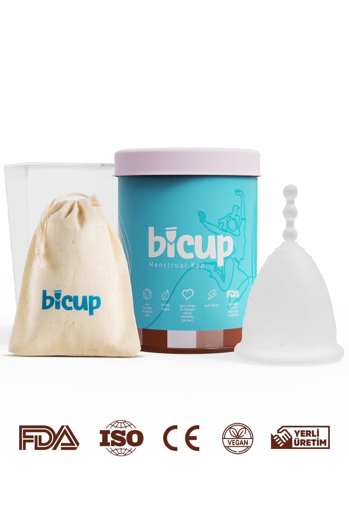 BiCUP Large Menstrual Cup Fda Onaylı, Antialerjik, Vegan, Menstrüel Kap ...