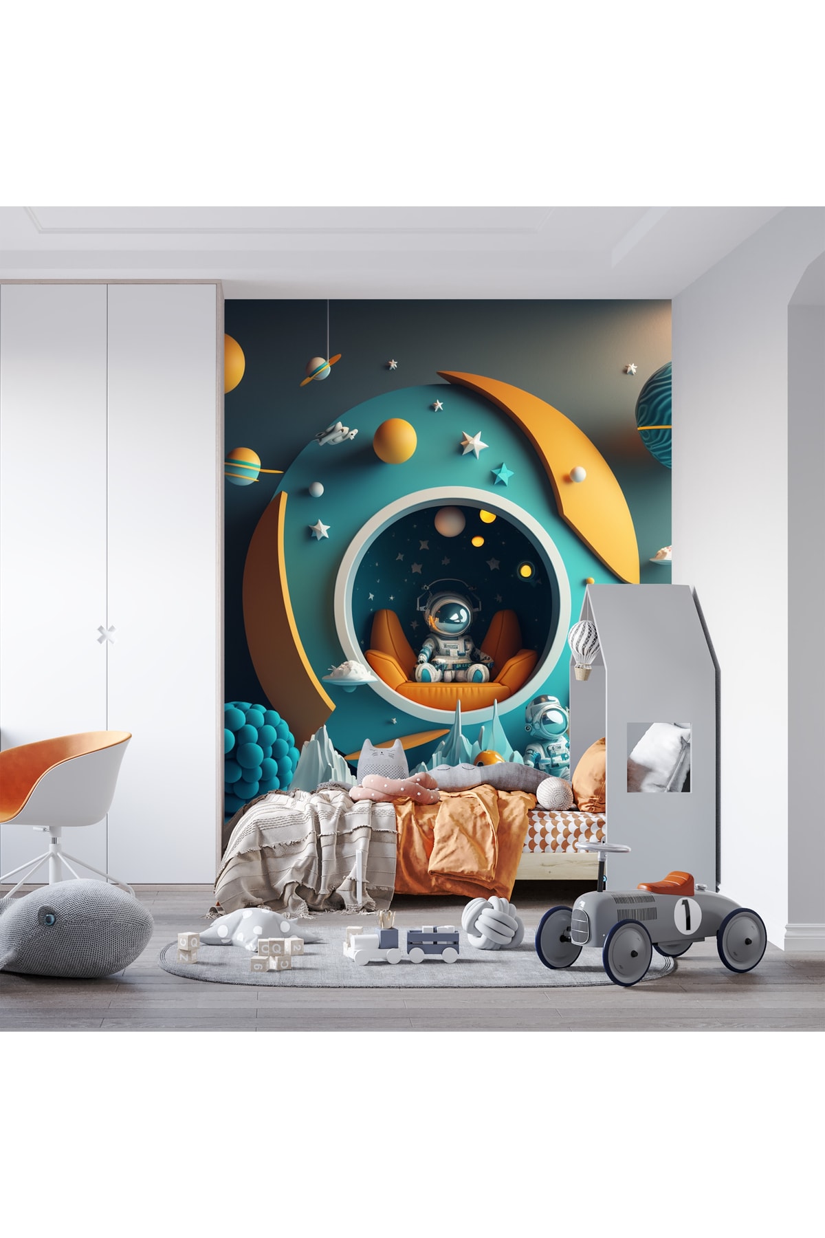 Dekoros Tek Parça 3d Uzay Astronot Poster Çocuk Odası Duvar Kağıdı ...