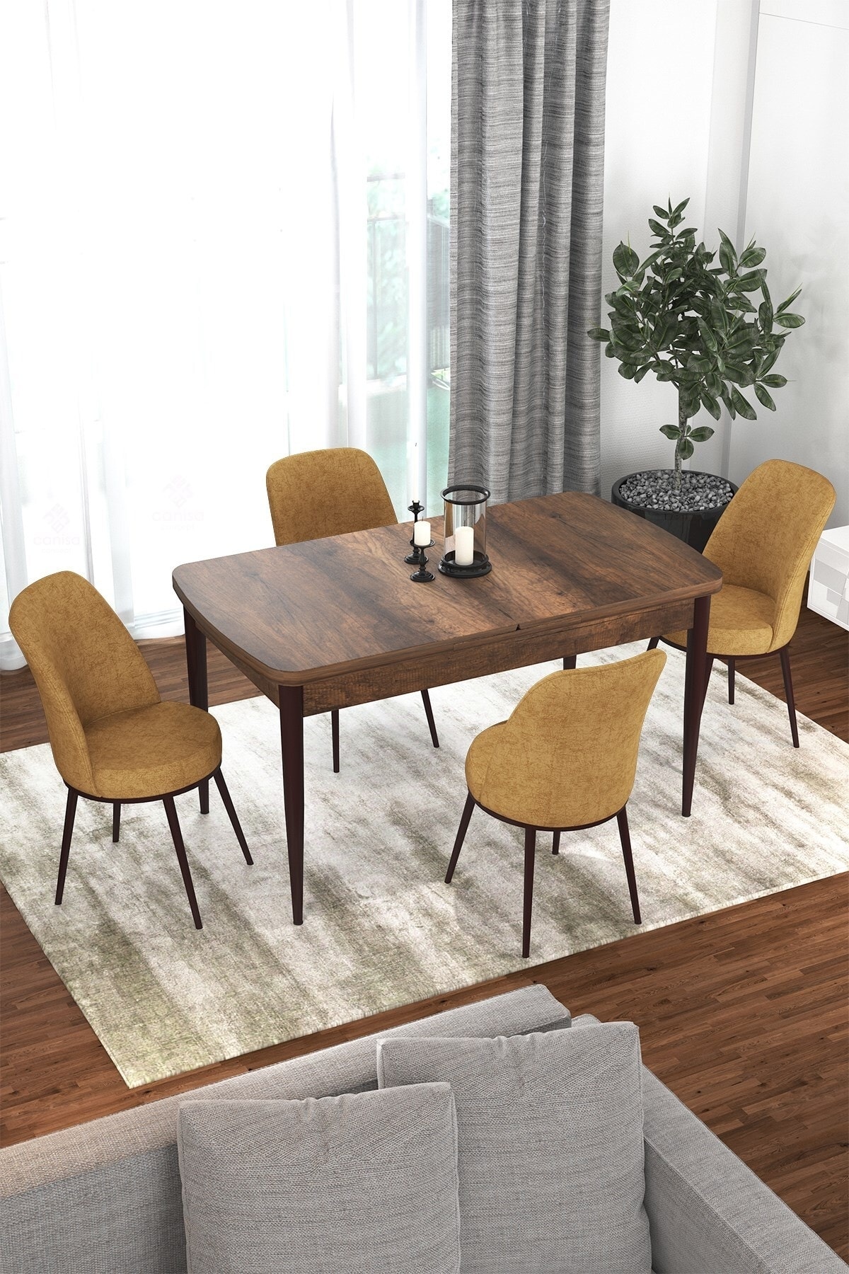 Canisa Kor Serisi Barok Ahşap Desen 70x114 Açılabilir Yemek Masası ...