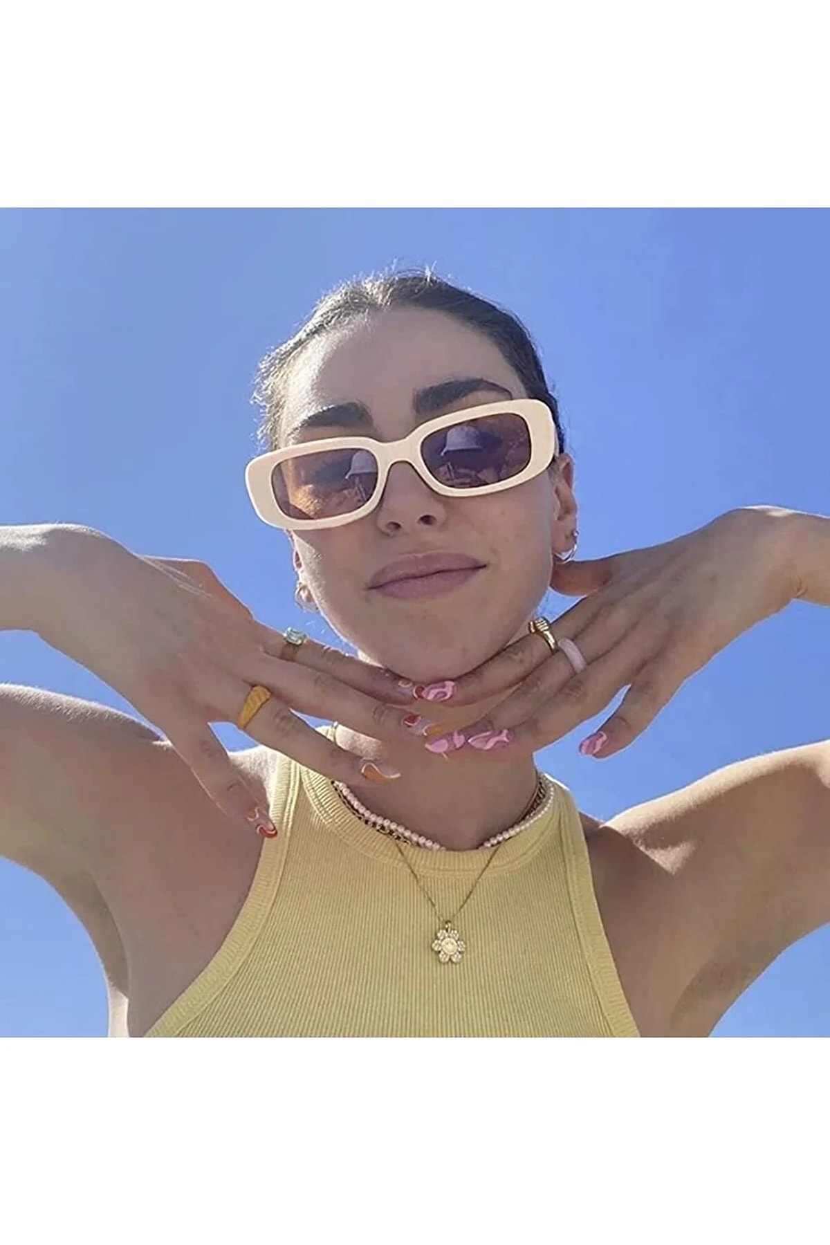 weywot Retro Motiv Dikdörtgen Gözlük Krem Kahve Fiyatı, Yorumları ...