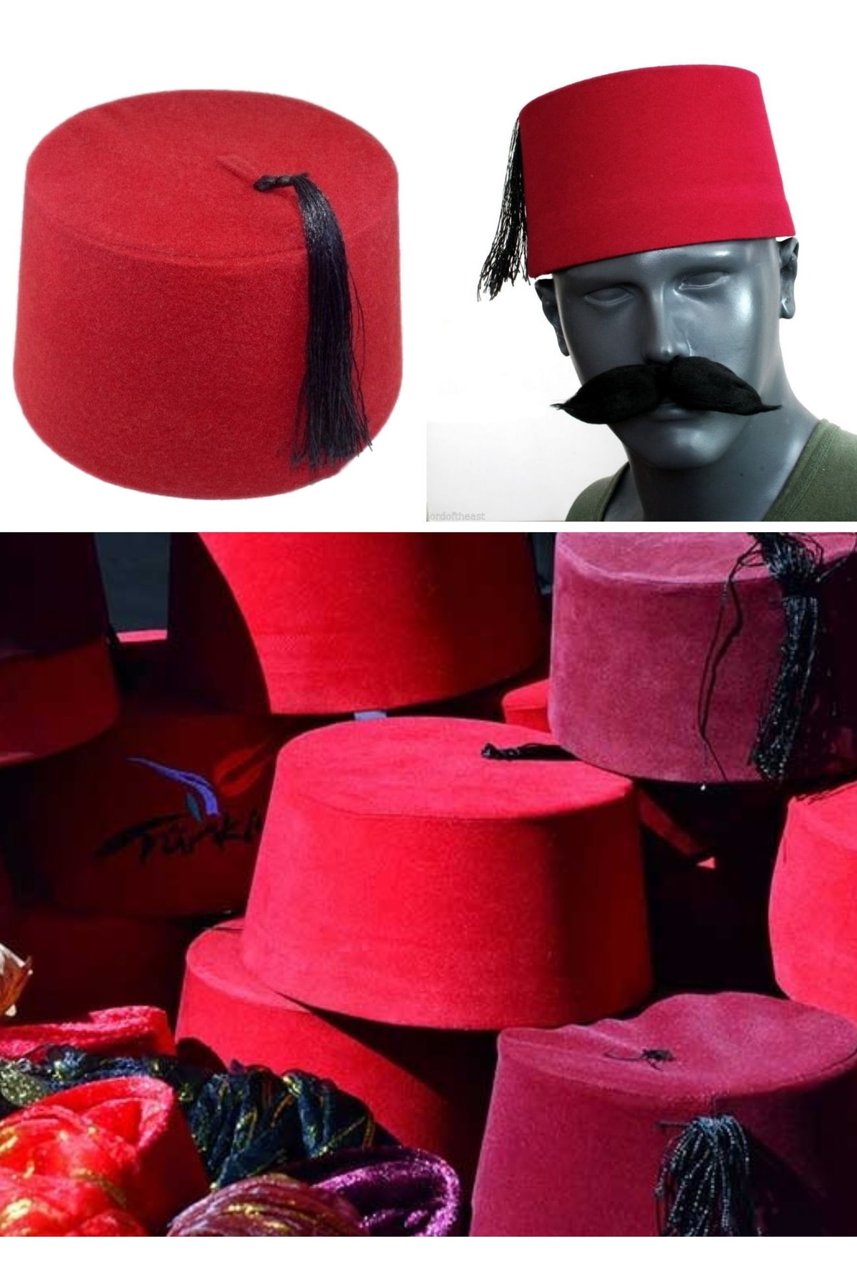 Utelips Osmanlı Fesi Şapkası Ottoman Empire Türk Fesi Bordo Kaliteli ...