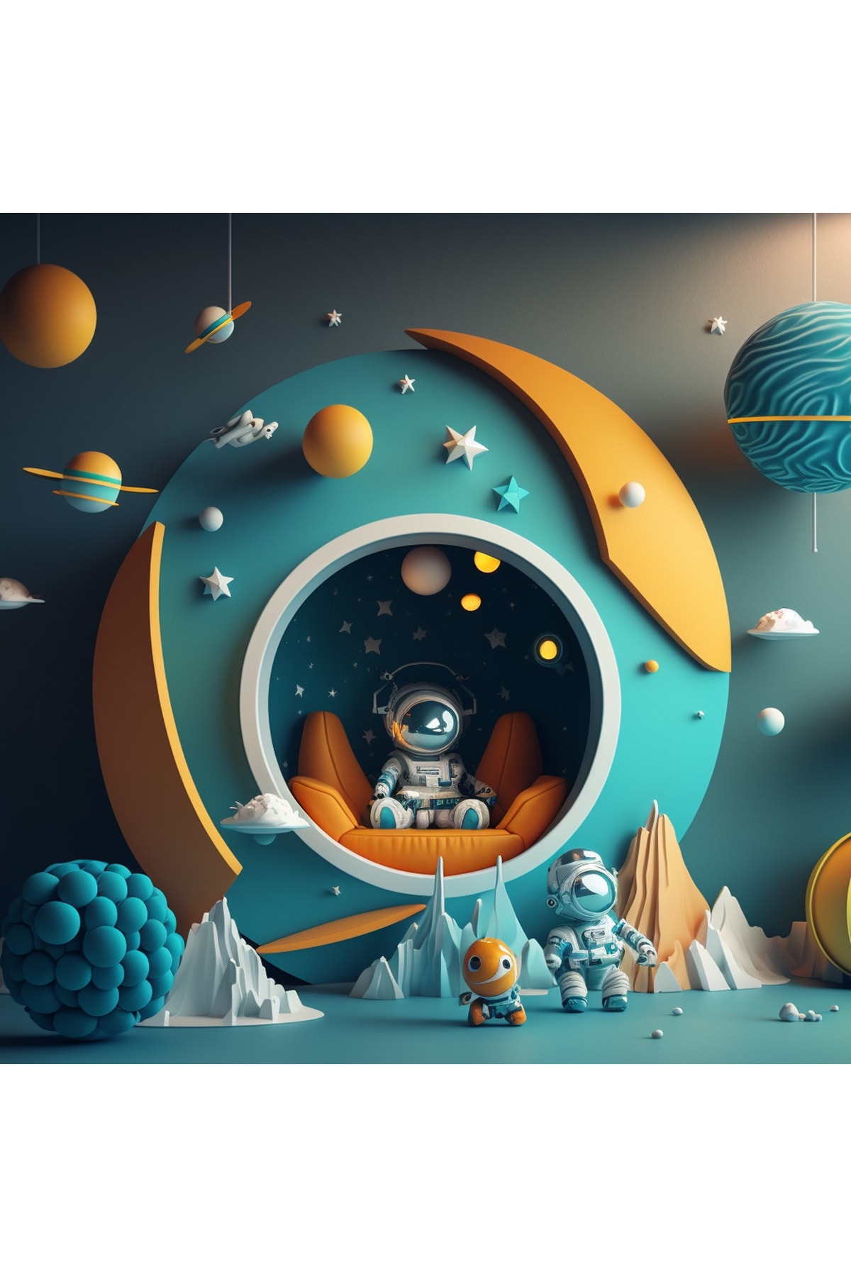 Dekoros Tek Parça 3d Uzay Astronot Poster Çocuk Odası Duvar Kağıdı ...