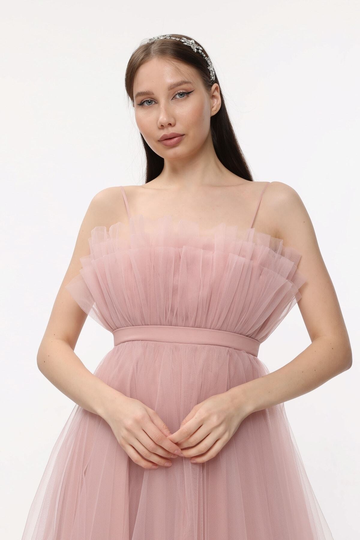 Asees Fırfır Detaylı Hayal Tül Abiye Elbise Fiyatı, Yorumları - Trendyol