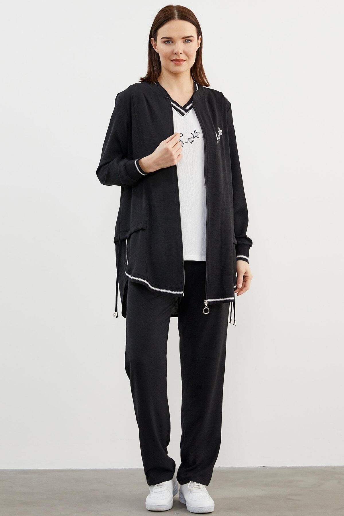 Sementa Krep Geniş Kalıp Üçlü Takım - Siyah Fiyatı, Yorumları - Trendyol