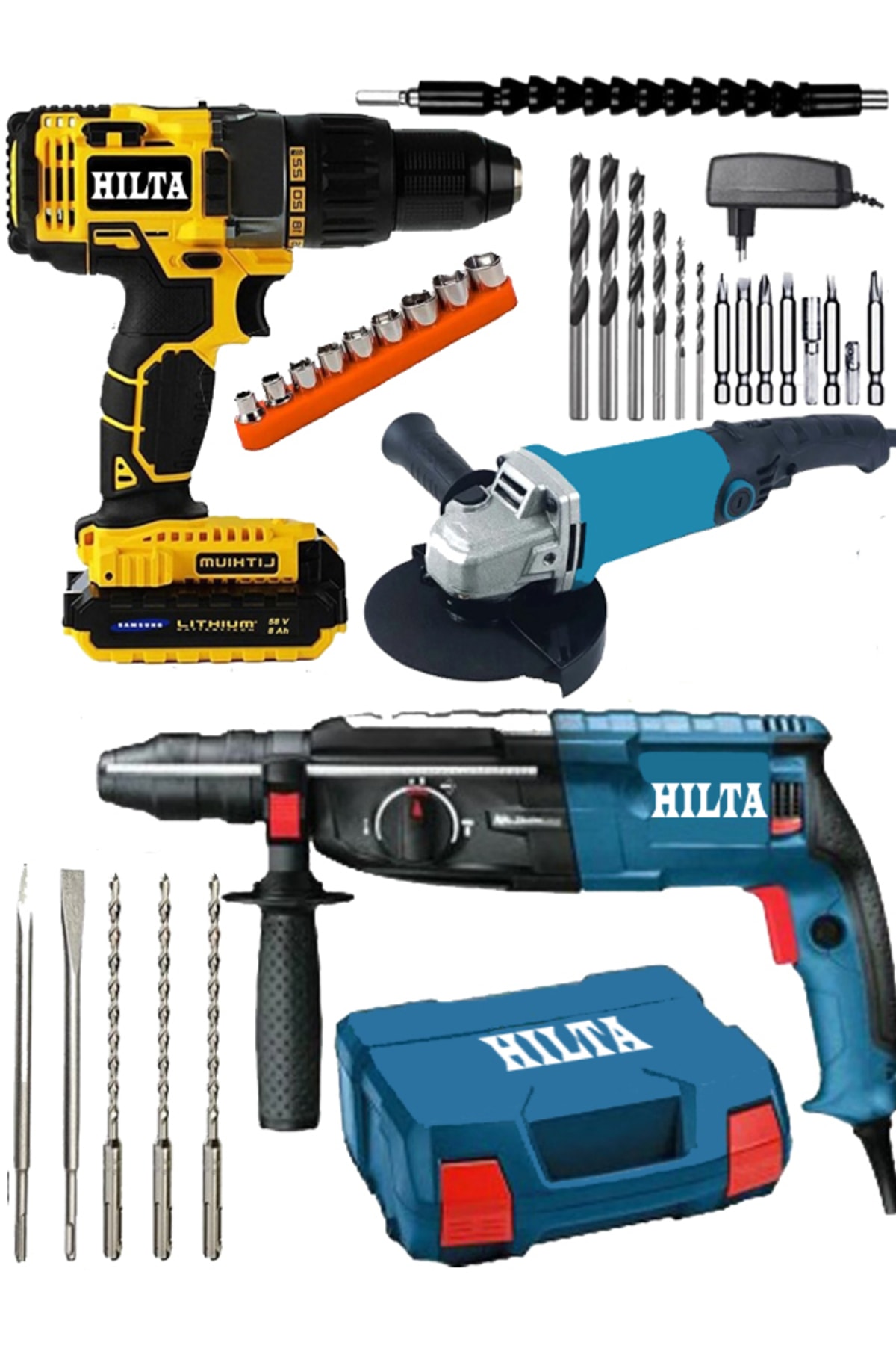 Hilta Power Alman Ultra 3 Lü Set 4100 W Taşlama + 4500 W Kırıcı Delici ...